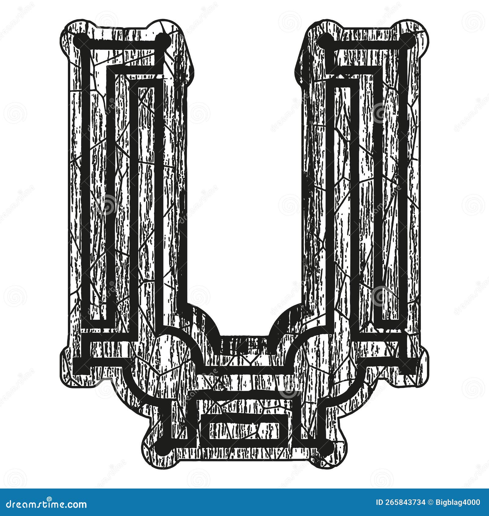 Decorative Ancient Letter on White Background. Art Font Illustration ...