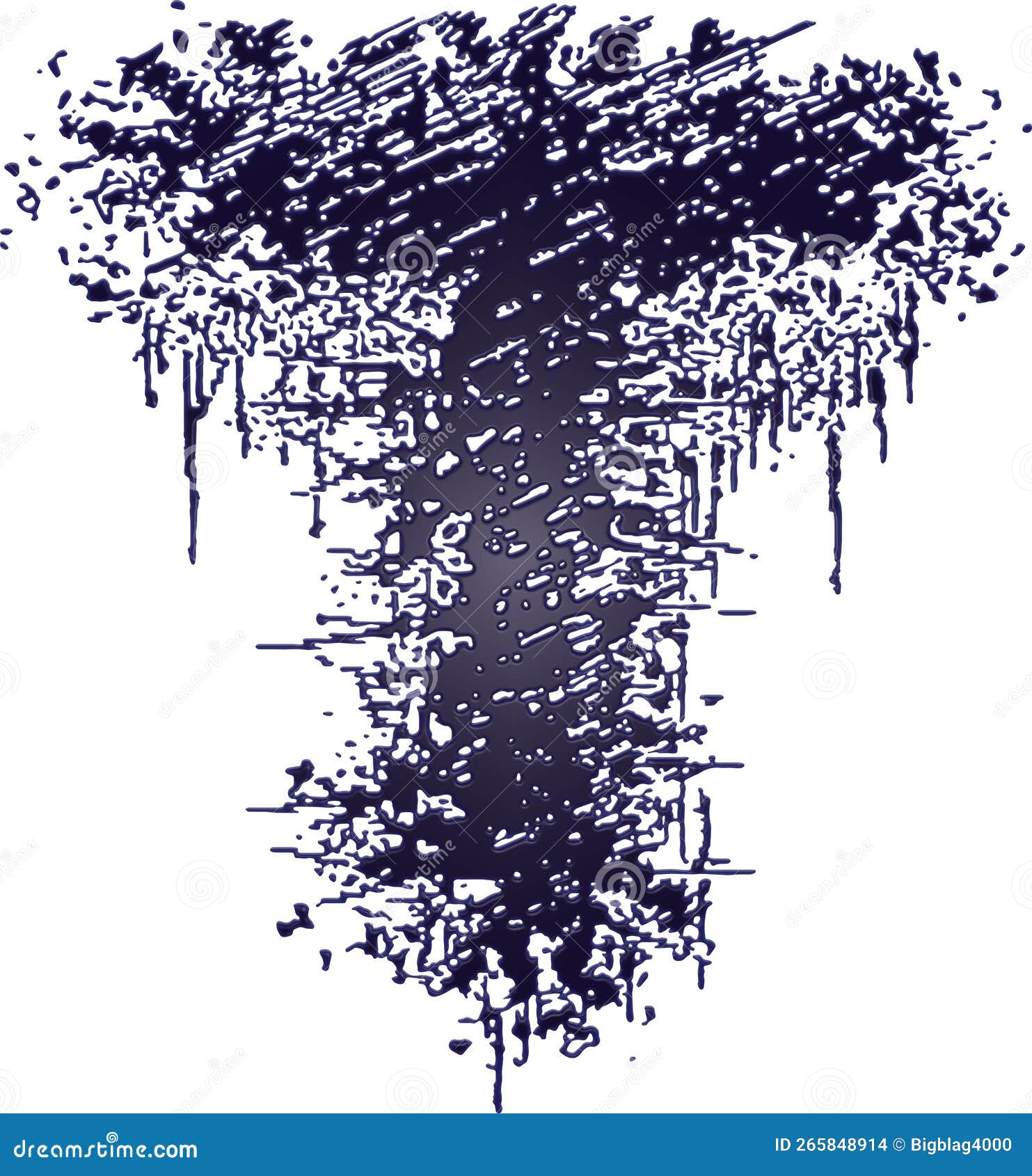 Decorative Letter with Spilled Ink Effect. Custom Font Illustration ...