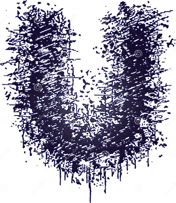 Decorative Letter with Spilled Ink Effect. Custom Font Illustration ...