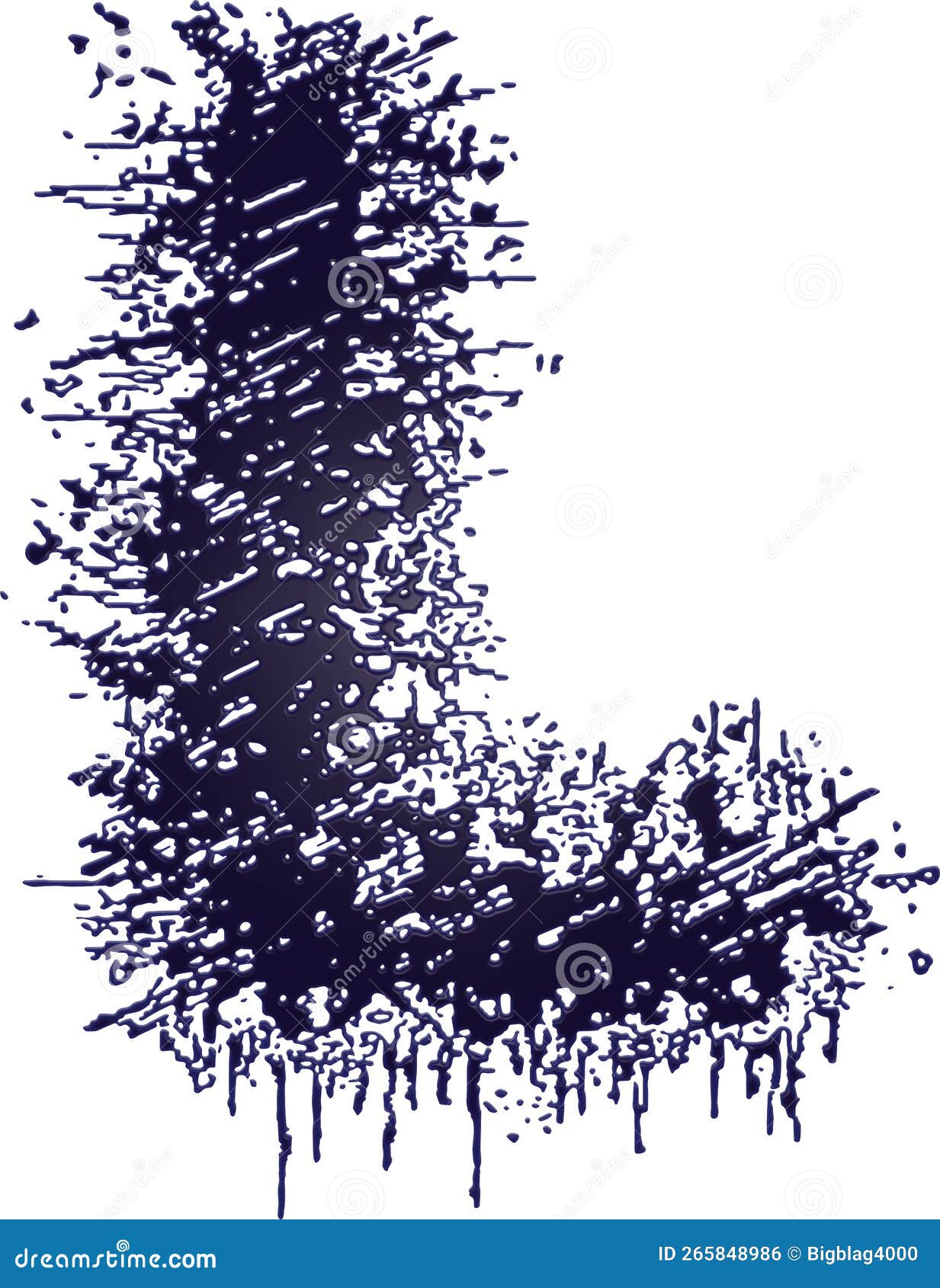 Decorative Letter with Spilled Ink Effect. Custom Font Illustration ...