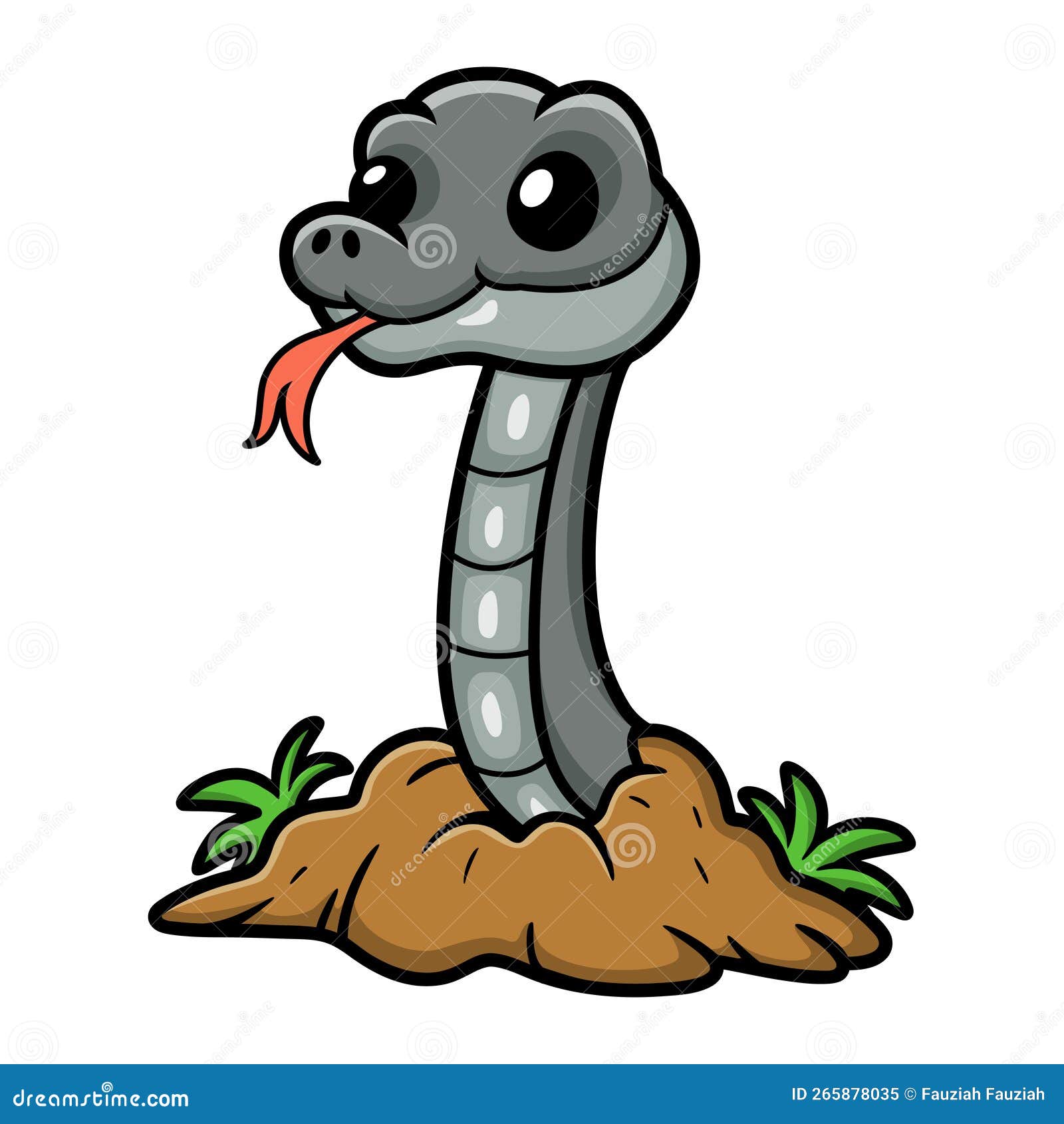 Cute Black Mamba Snake Cartoon Out from Hole Stock Vector ...