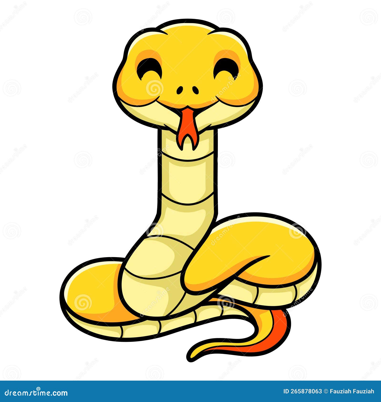 Cute Yellow Insularis Snake Cartoon Stock Vector - Illustration of baby ...