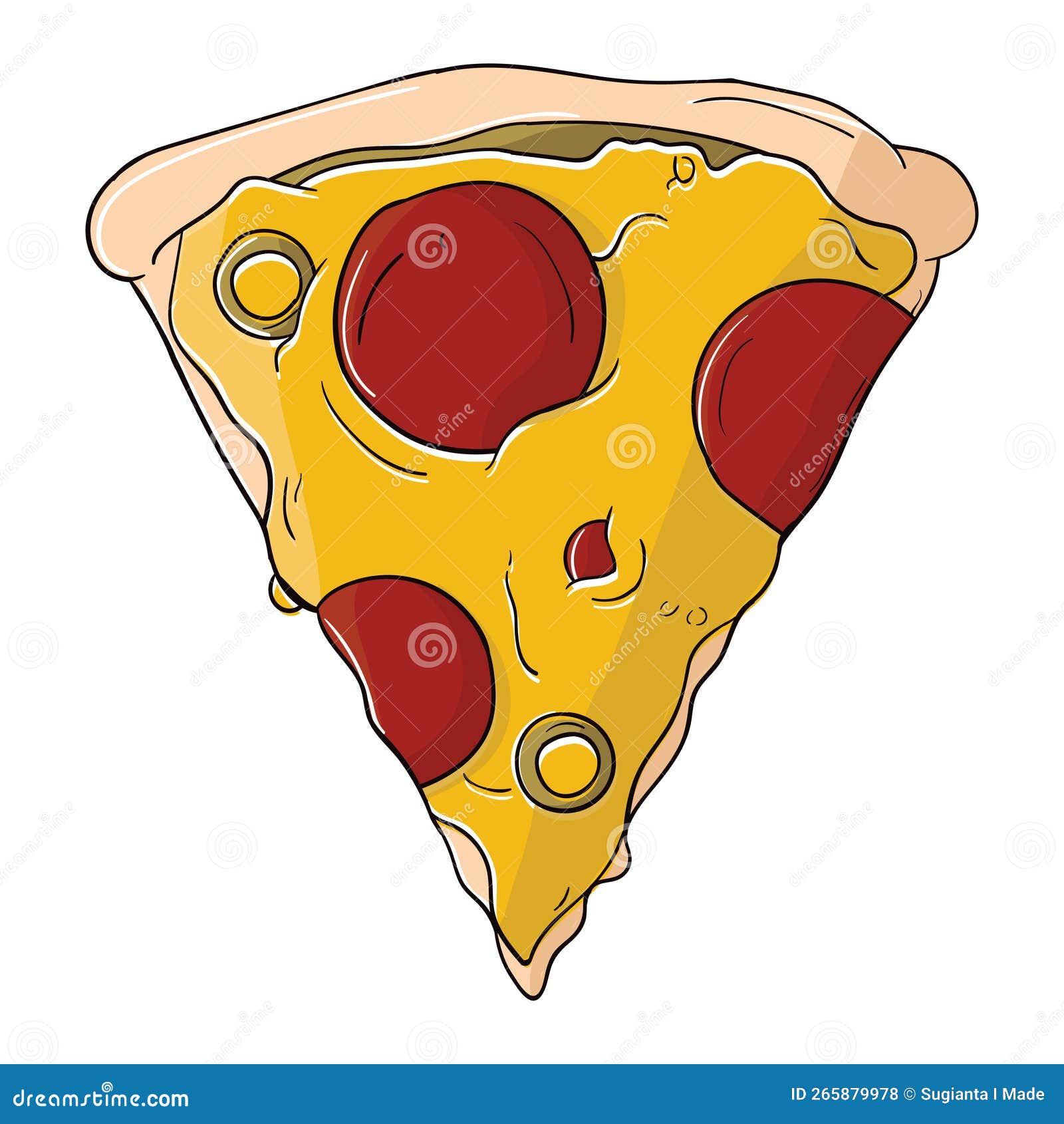 Color The Pizza Drawing Illustration. Coloring Book For Kids. Pizza ...