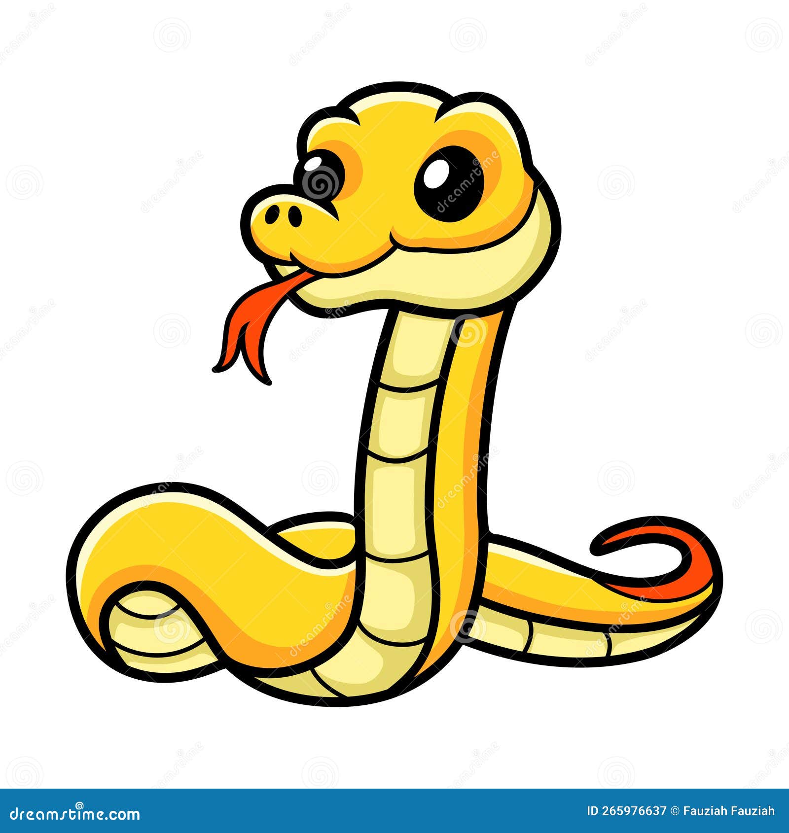 Cute Yellow Insularis Snake Cartoon Stock Vector - Illustration of ...