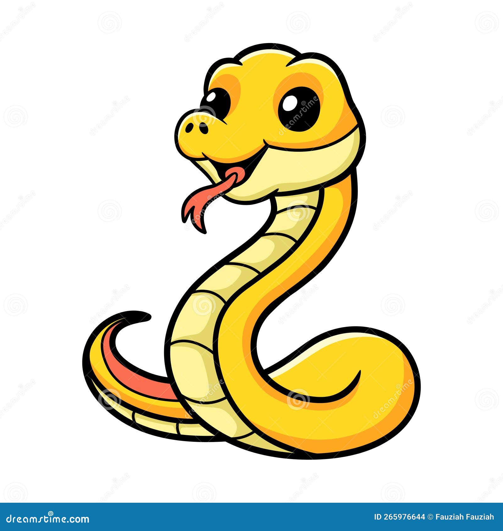 Cute Yellow Insularis Snake Cartoon Stock Vector - Illustration of ...