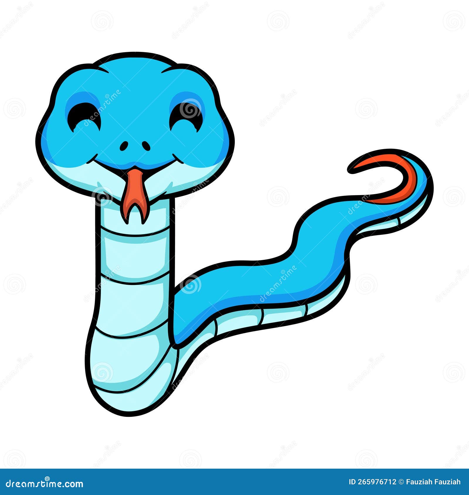 Cute Blue Snake Viper Cartoon Stock Vector - Illustration of character ...