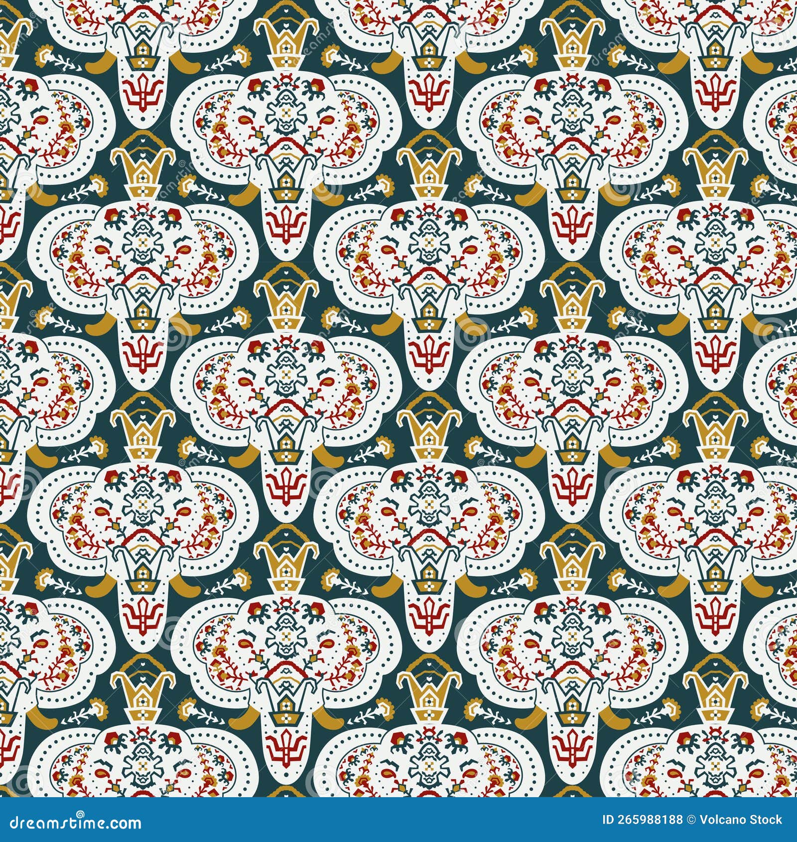 Tribal Vector Seamless Pattern with Elephant Symbol. Ethnic Indian ...