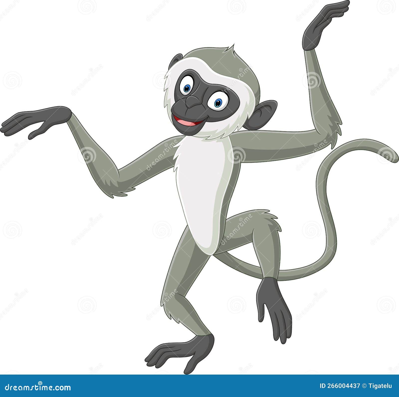 Monkey Langur Hand Drawn On White Background Vector Illustration ...