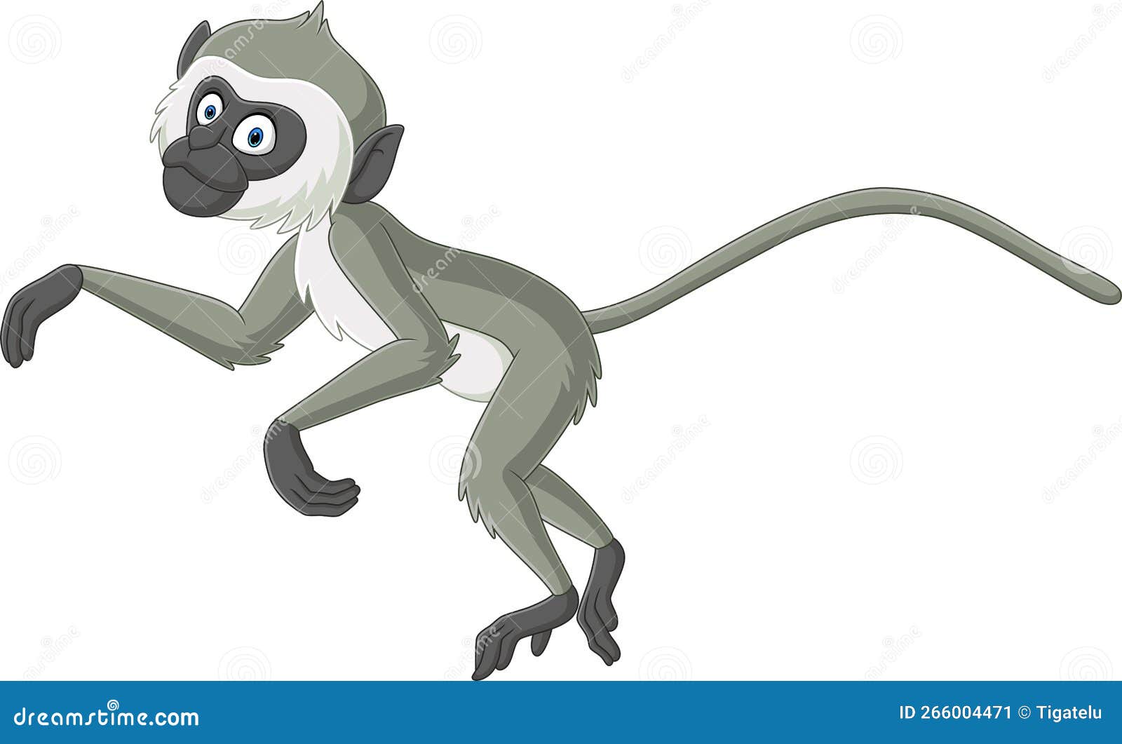 Cute Langur Monkey Cartoon Running Vector Illustration | CartoonDealer ...