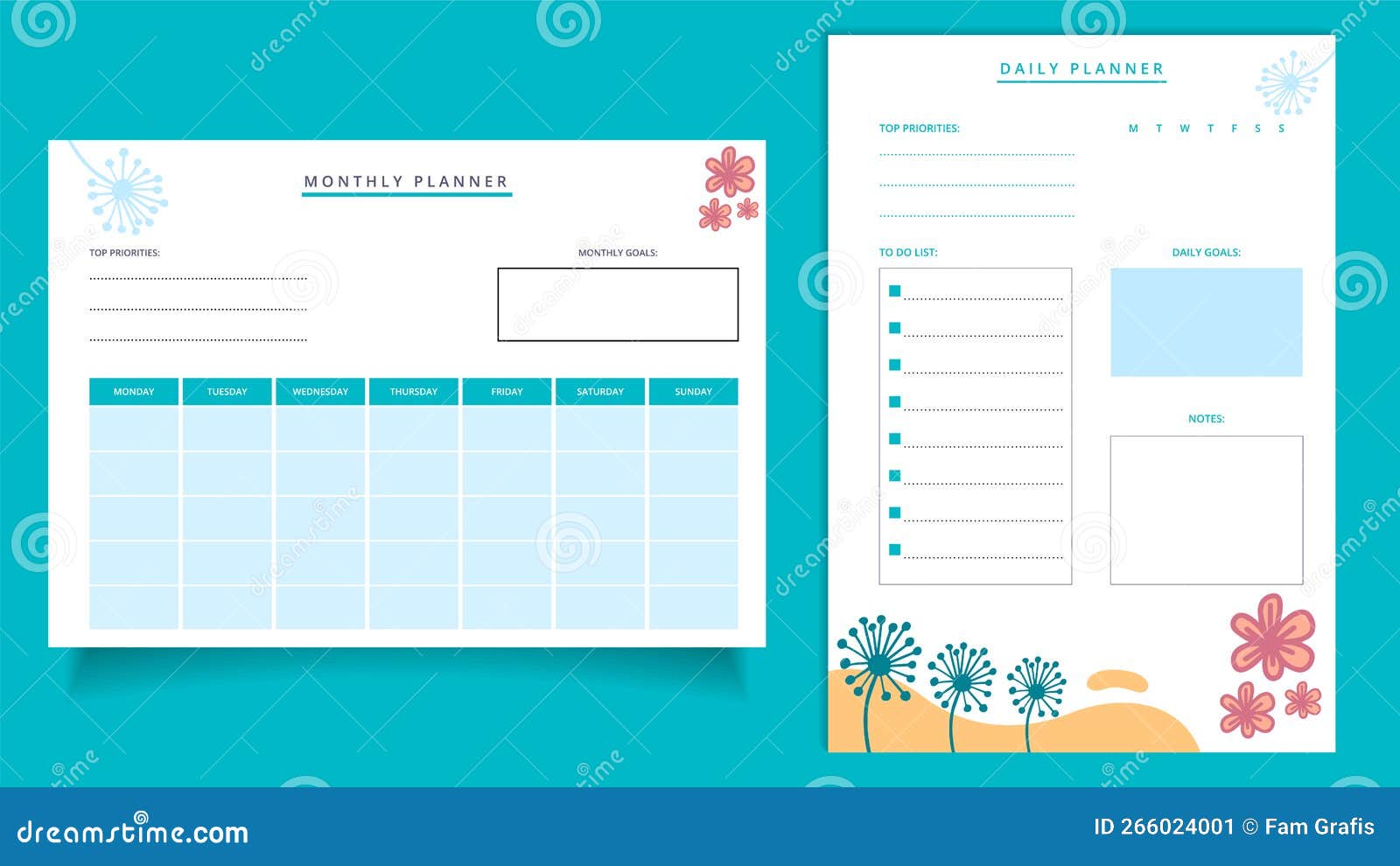 Flat Design Budget Planner Template, Financial Planner, Planning Notes ...