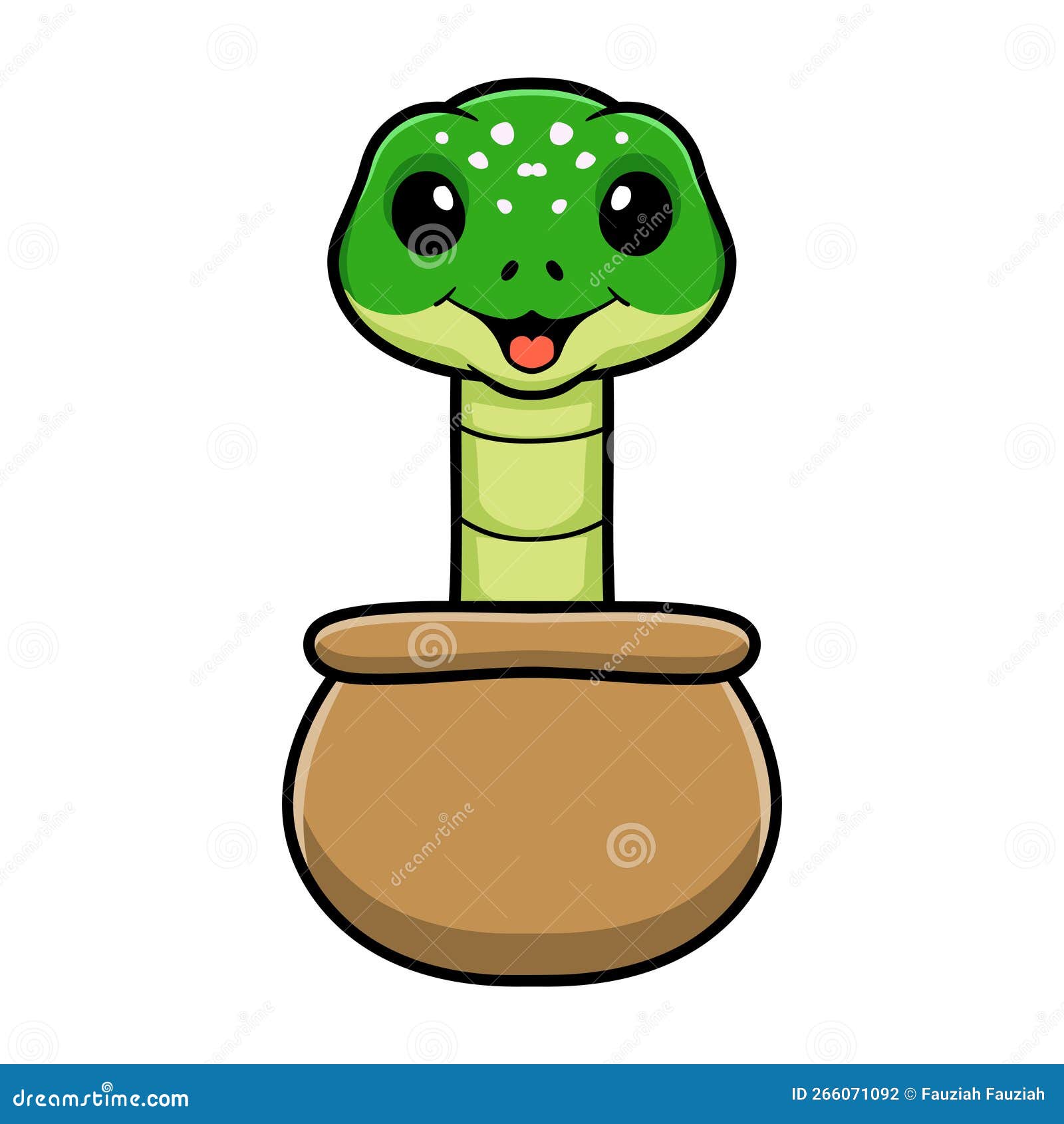 Cute Green Tree Python Cartoon Out from Pot Stock Vector - Illustration ...