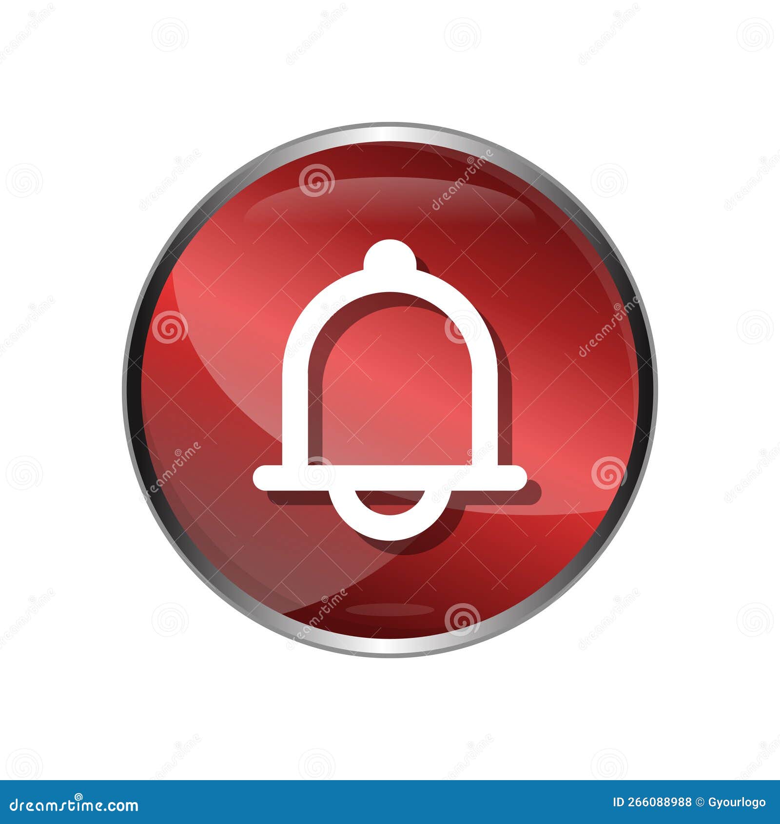 3D Bell or Notification Button Icon Vecktor Stock Vector - Illustration ...