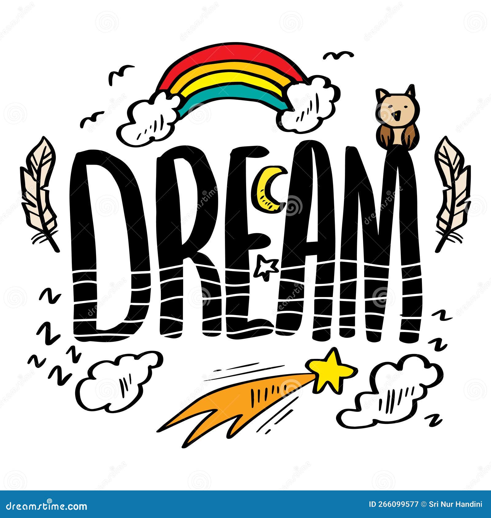 Dream text hand lettering. stock illustration. Illustration of ...