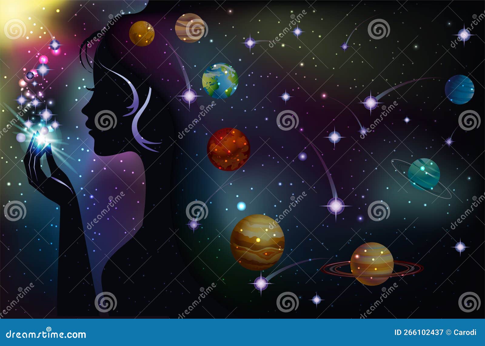 Birth of a Star, Galaxy Gril and Planets, Stock Vector - Illustration ...
