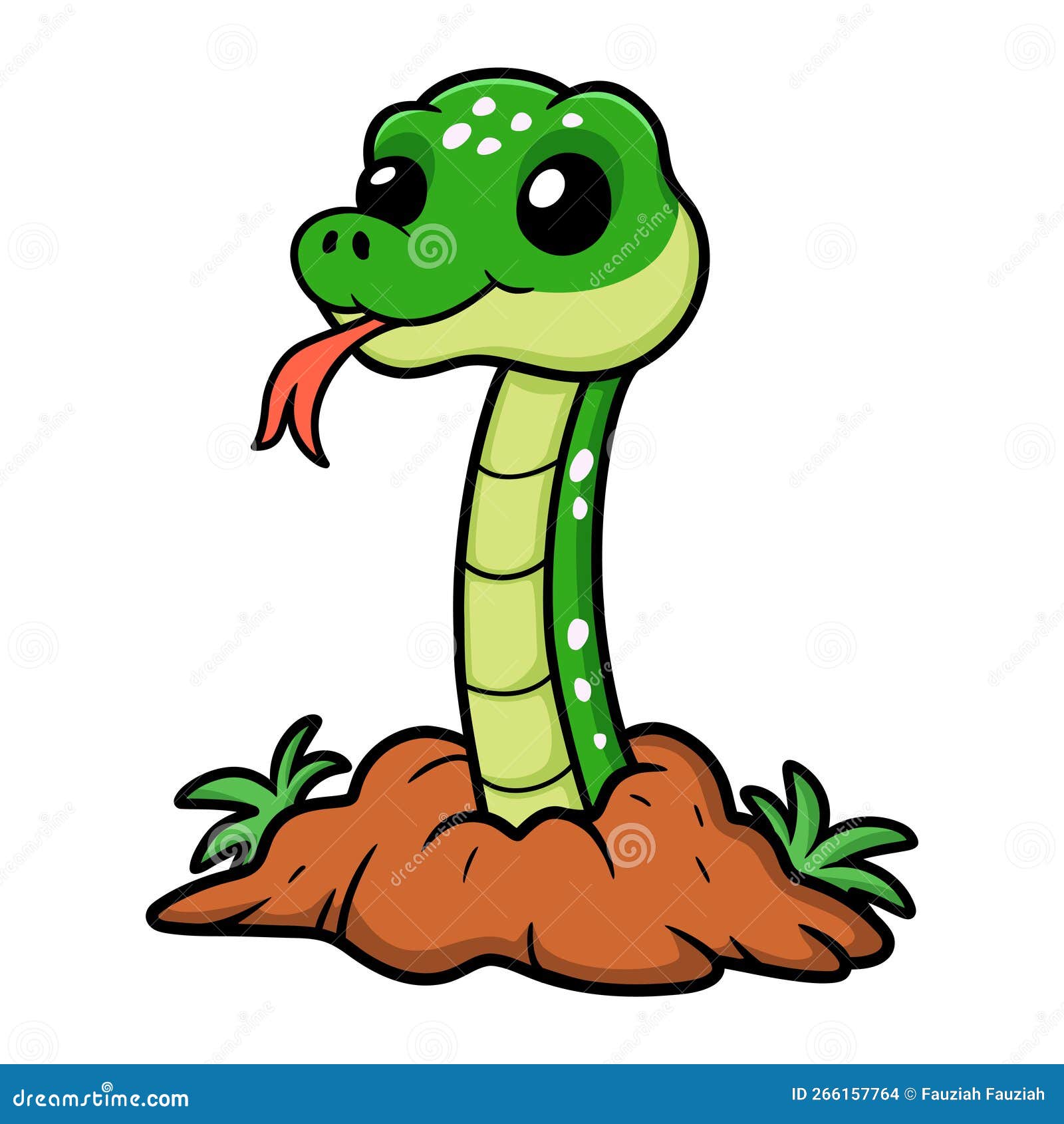 Cute Green Tree Python Cartoon Out from Hole Stock Vector ...