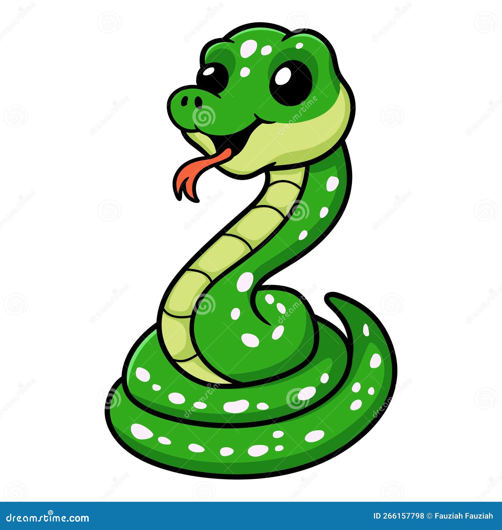 Cute Green Tree Python Cartoon Stock Vector - Illustration of predator ...