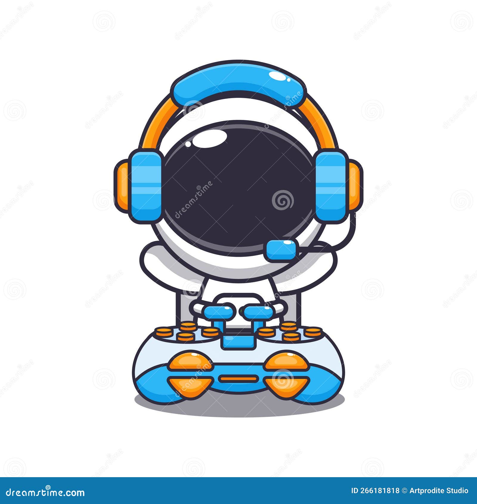 Cute Astronaut Playing a Game Cartoon Vector Illustration Stock Vector ...