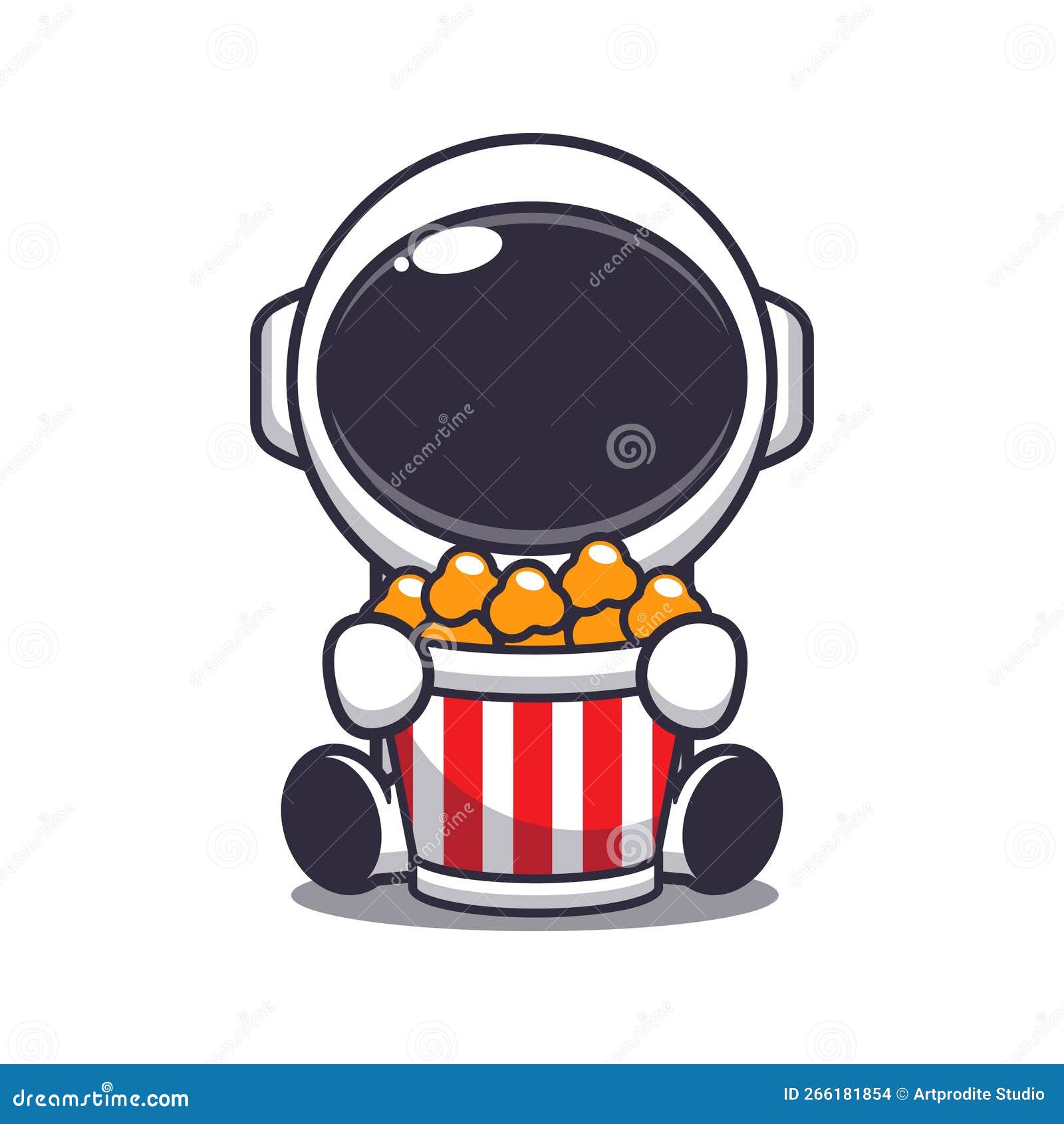 Cute Astronaut Eating Popcorn Cartoon Vector Illustration Stock Vector ...