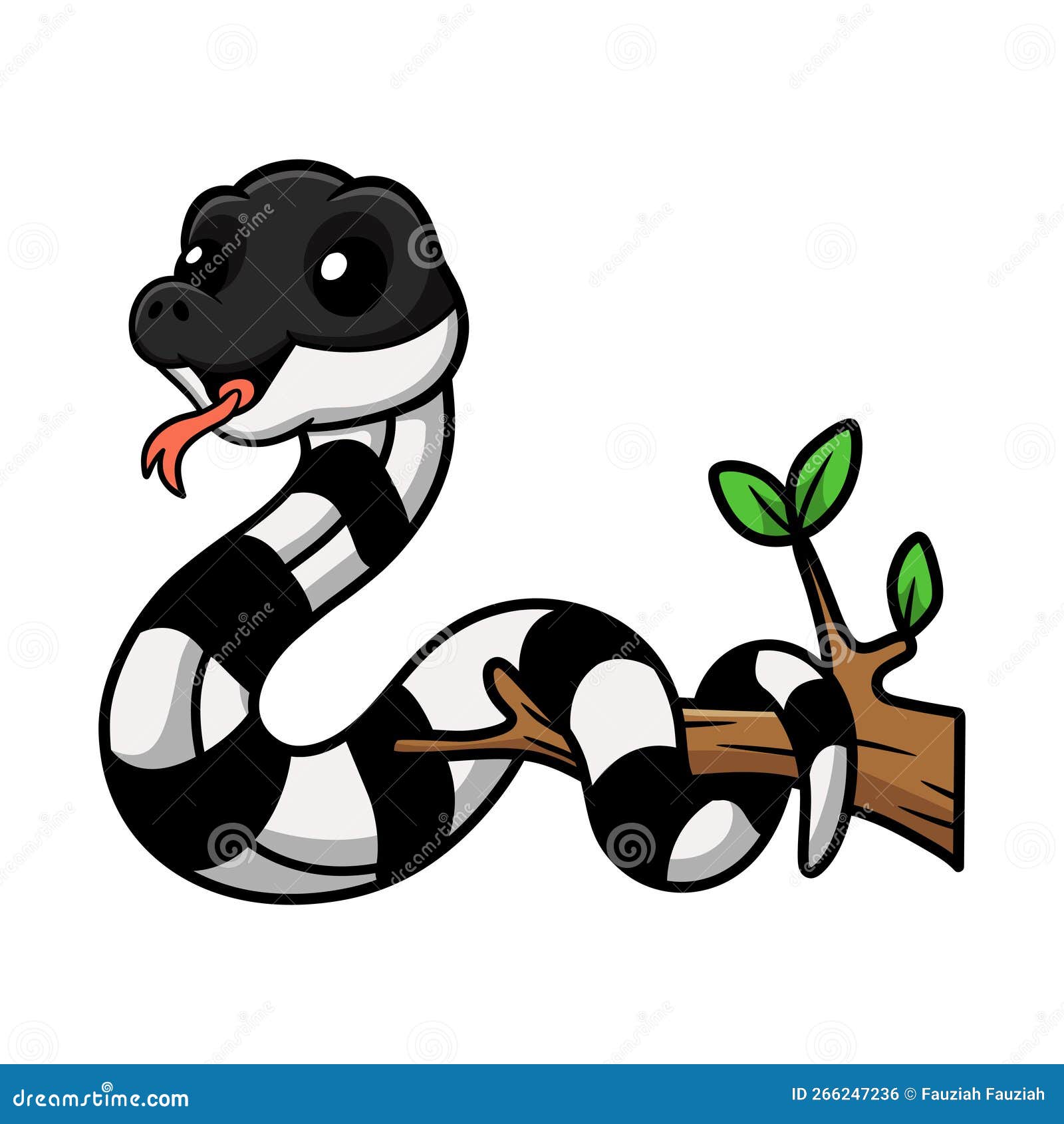 Cute Banded Krait Snake Cartoon on Tree Branch Stock Vector ...