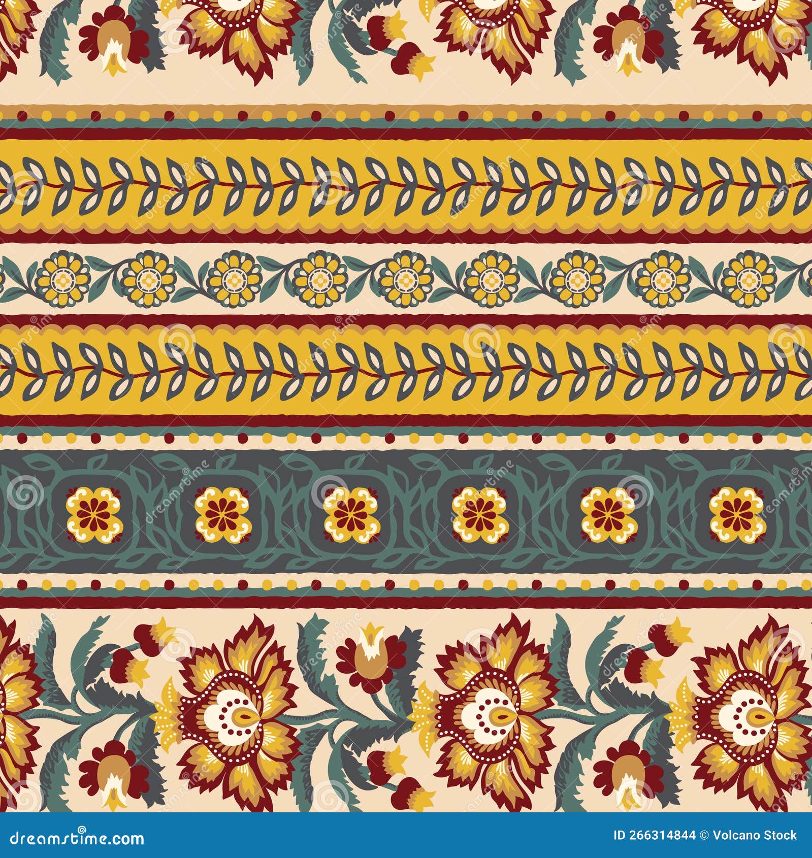 Paisley Stripe Seamless Pattern. Floral Wallpaper. Stock Vector ...