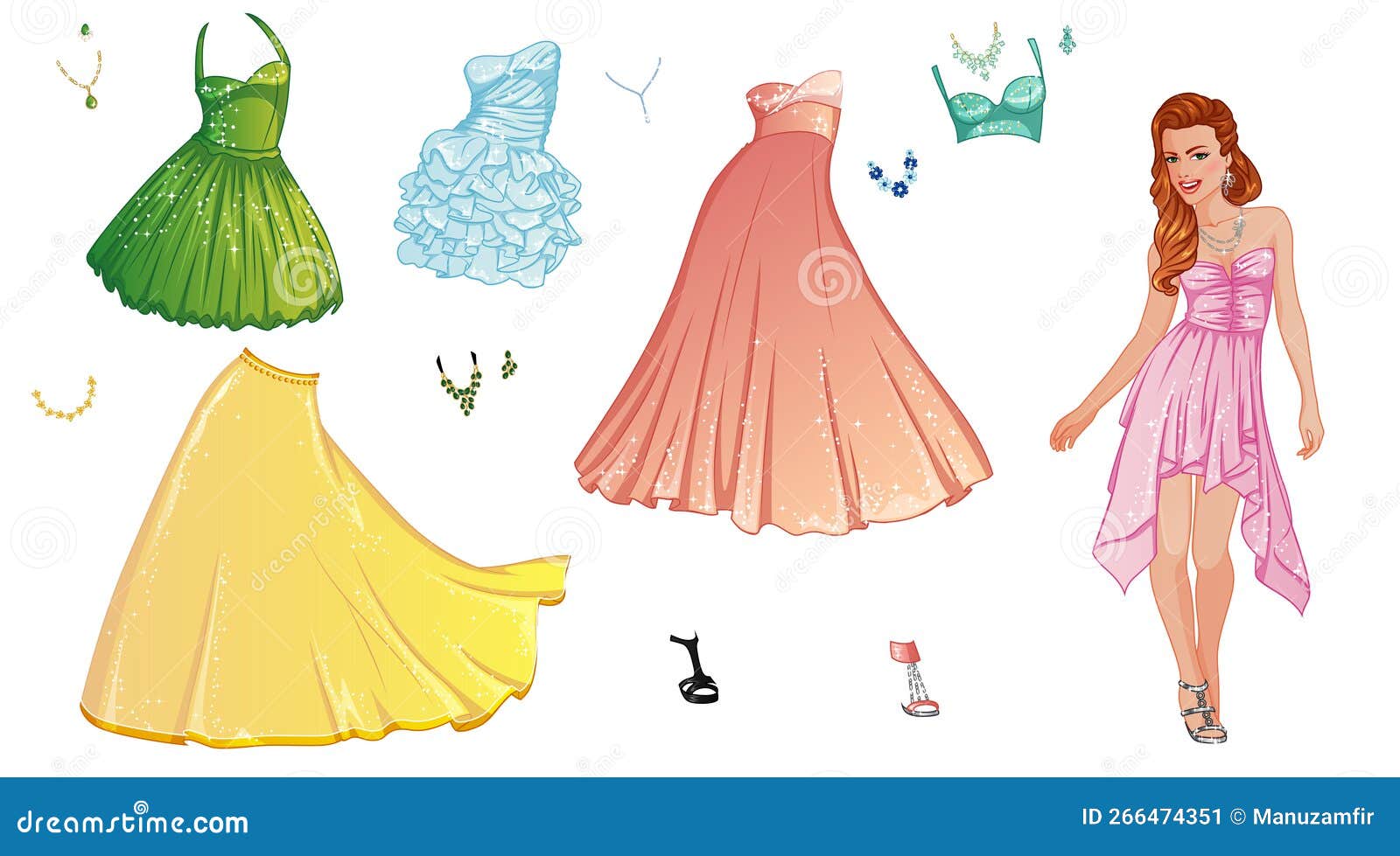Prom Night Paper Doll. Vector Illustration Stock Vector - Illustration ...