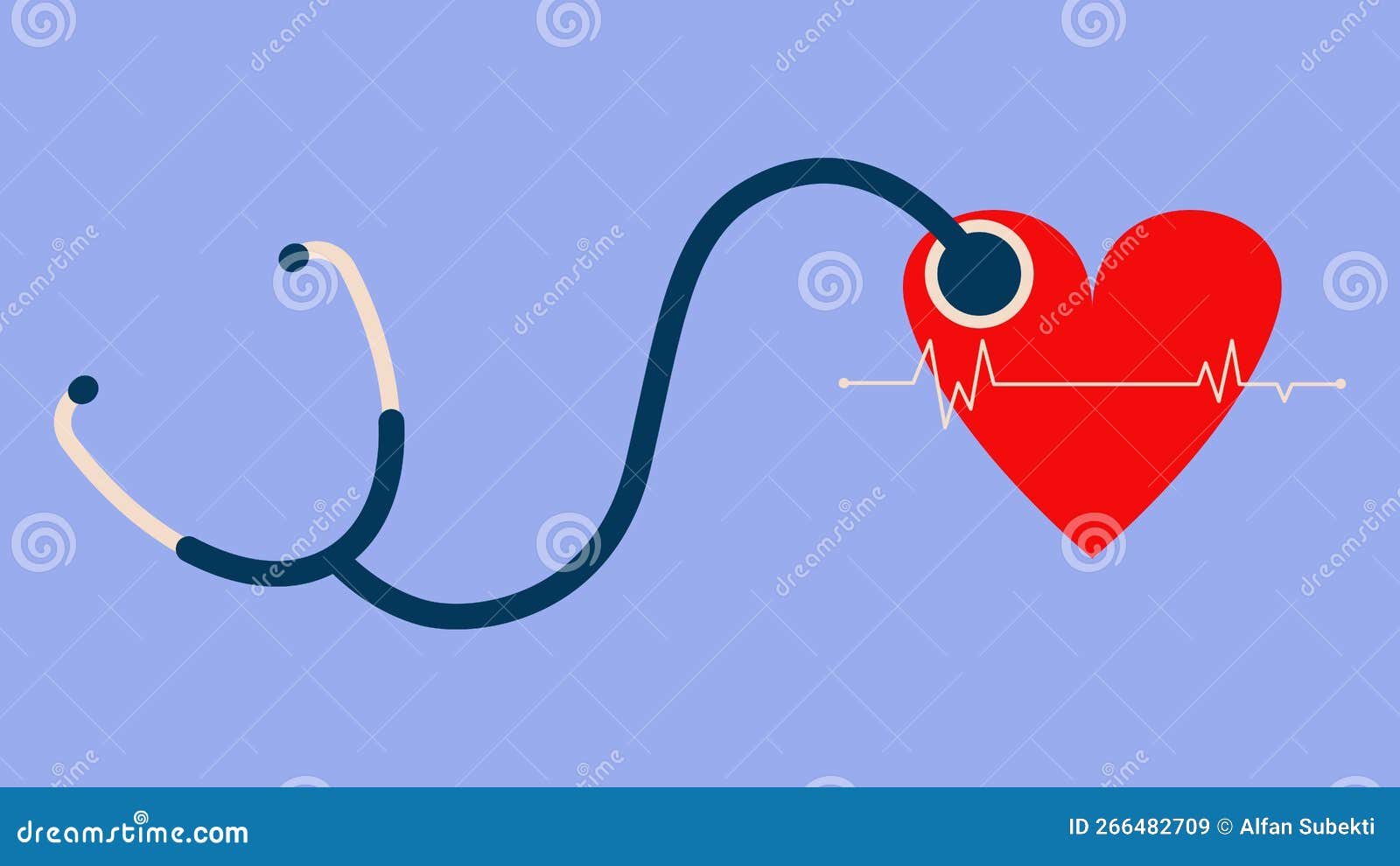 Stethoscope with Red Heart Pulse Shape. Stock Vector - Illustration of ...