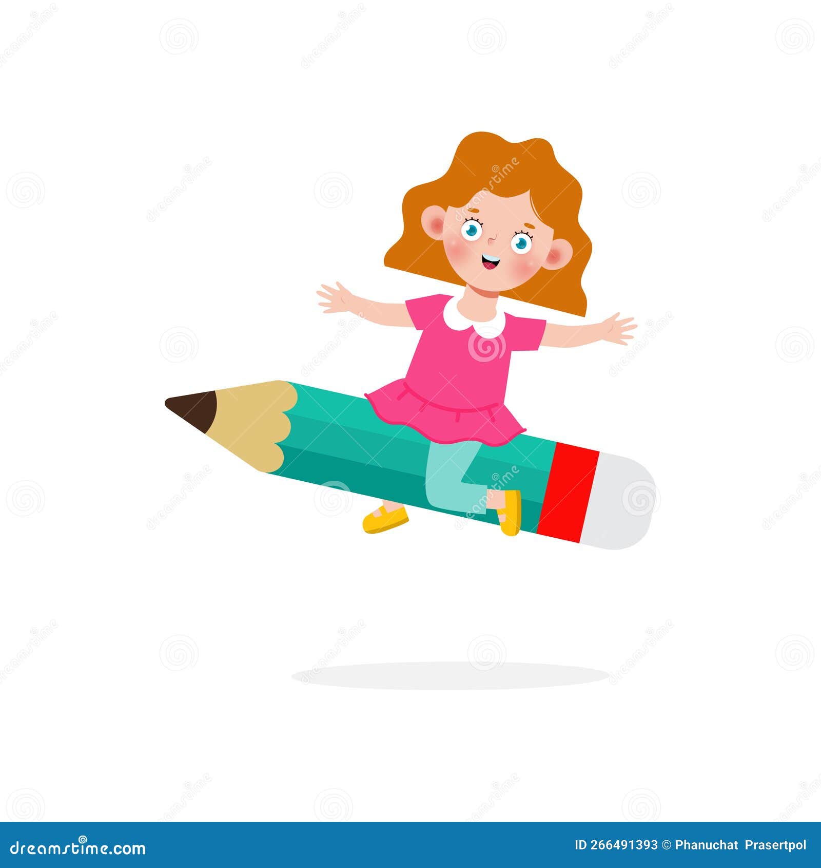 Kid Posing with Pencil Character, Back To School, Cartoon Children ...