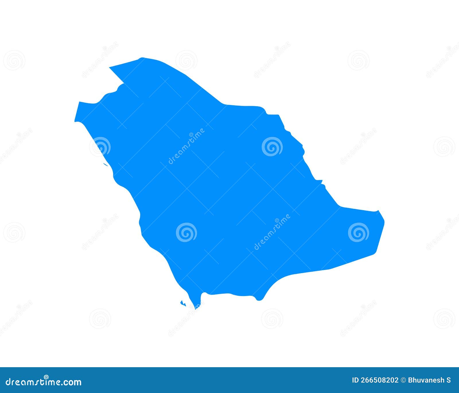 Blue Coloured Map Design on Country Saudi Arabia Isolated on White ...