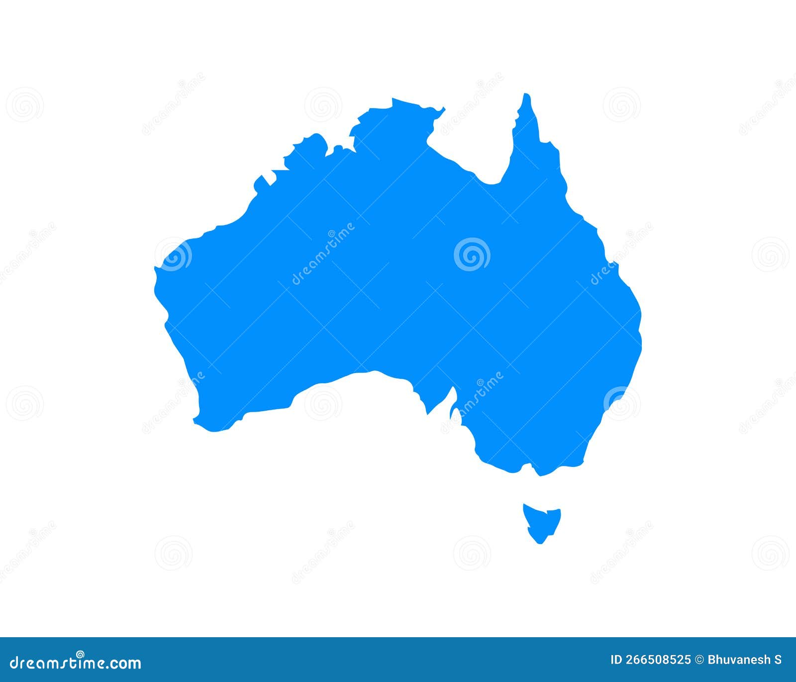 Blue Coloured Map Design on Country Australia Isolated on White ...