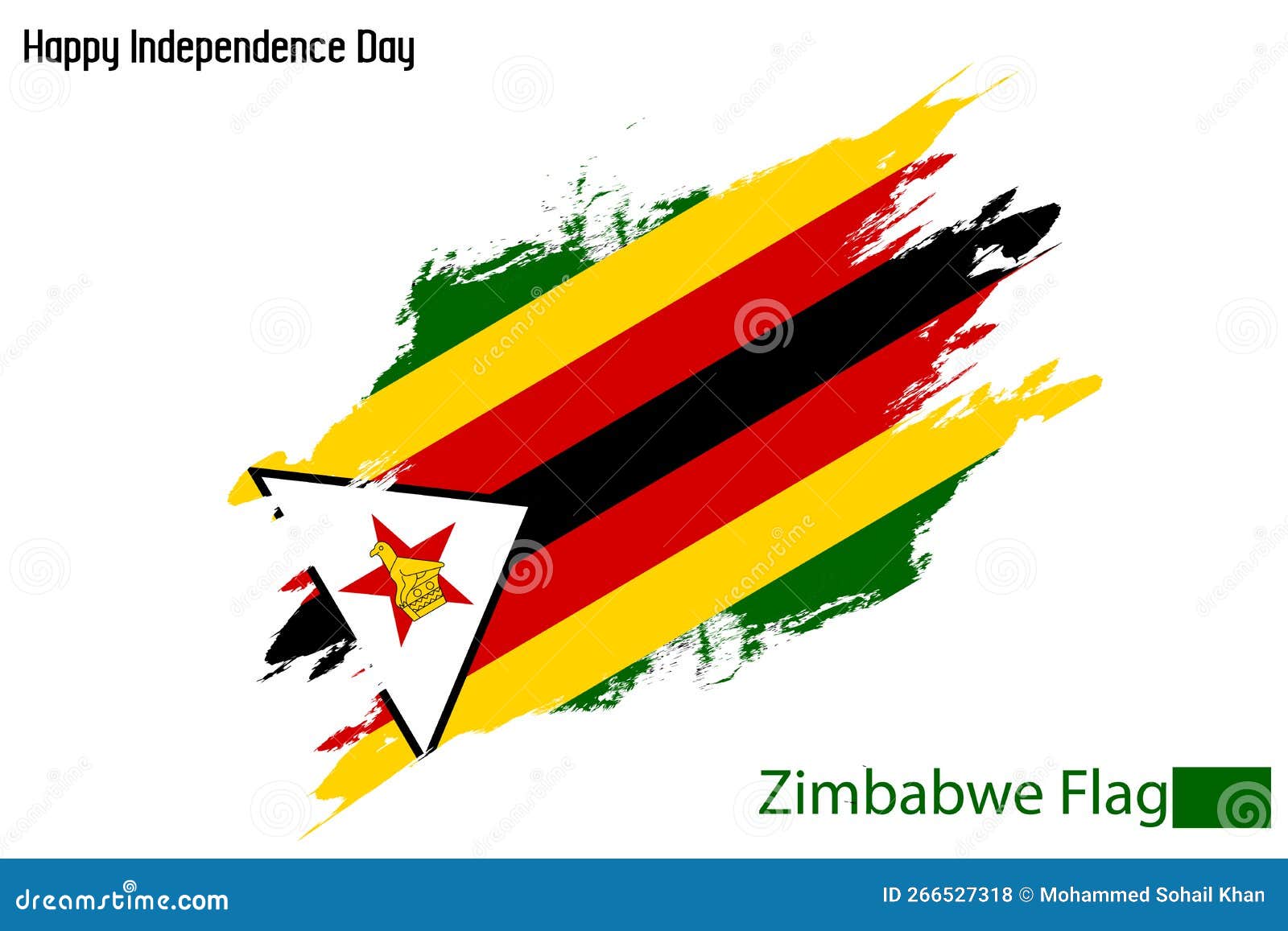 Zimbabwe National Flag Artistic Grunge Brush Stroke Concept Vector ...