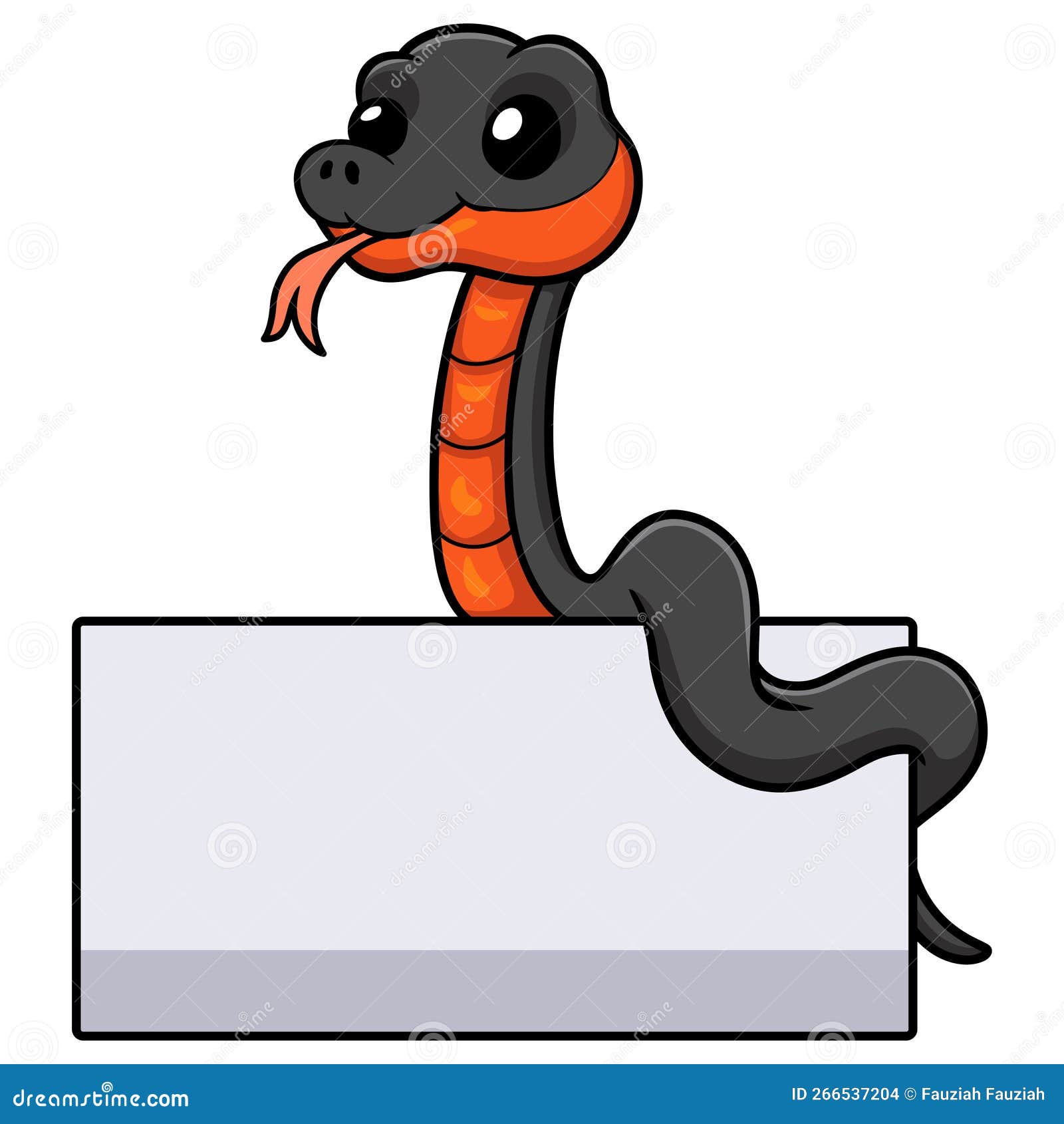 Cute Copperbelly Water Snake Cartoon With Blank Sign Vector ...