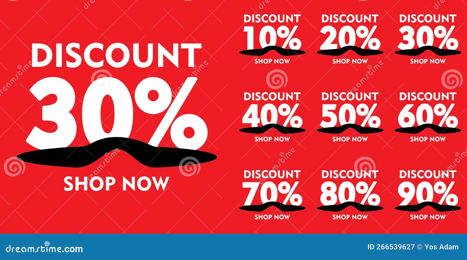 Sale Discount Set on Square Red Background Vector Illustration Stock ...