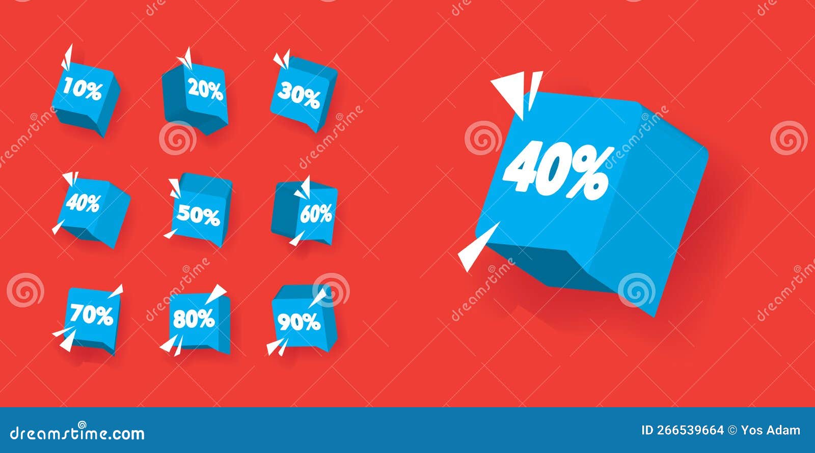 3D Sale Discount Set with Blue Speech Bubbles Vector Illustration Stock ...