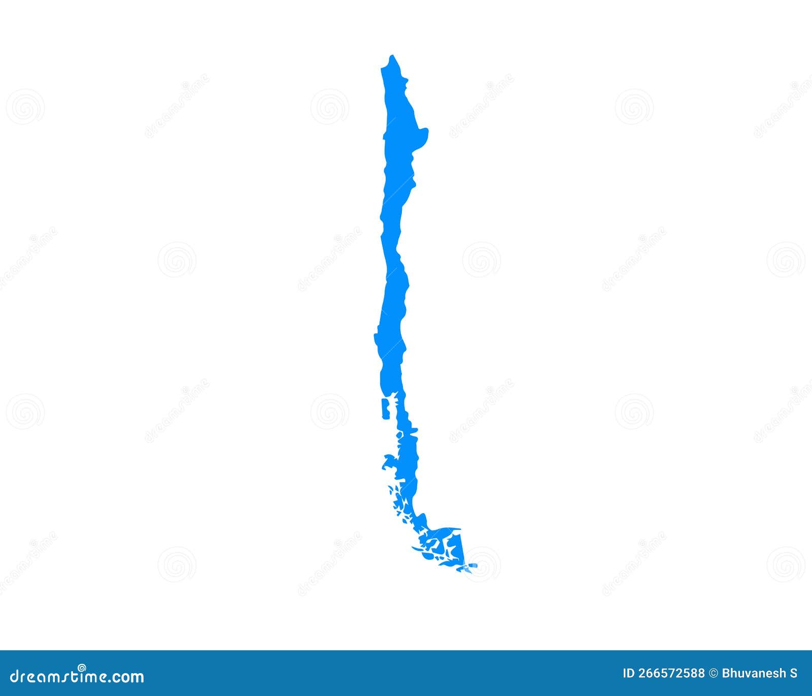 Blue Coloured Map Design on Country Chile Isolated on White Background ...