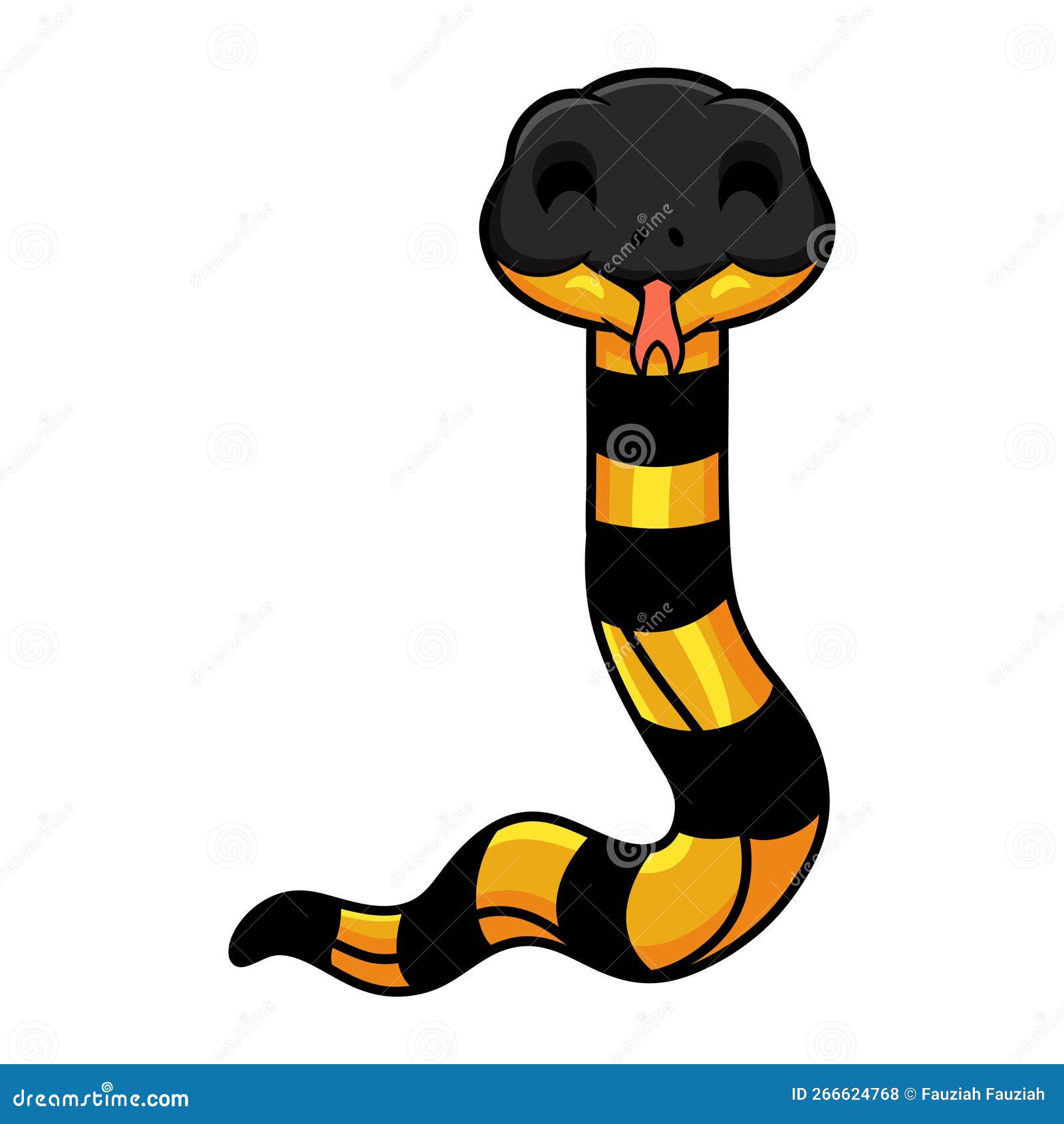 Cute Banded Krait Bungarus Candidus Cartoon Stock Vector - Illustration ...