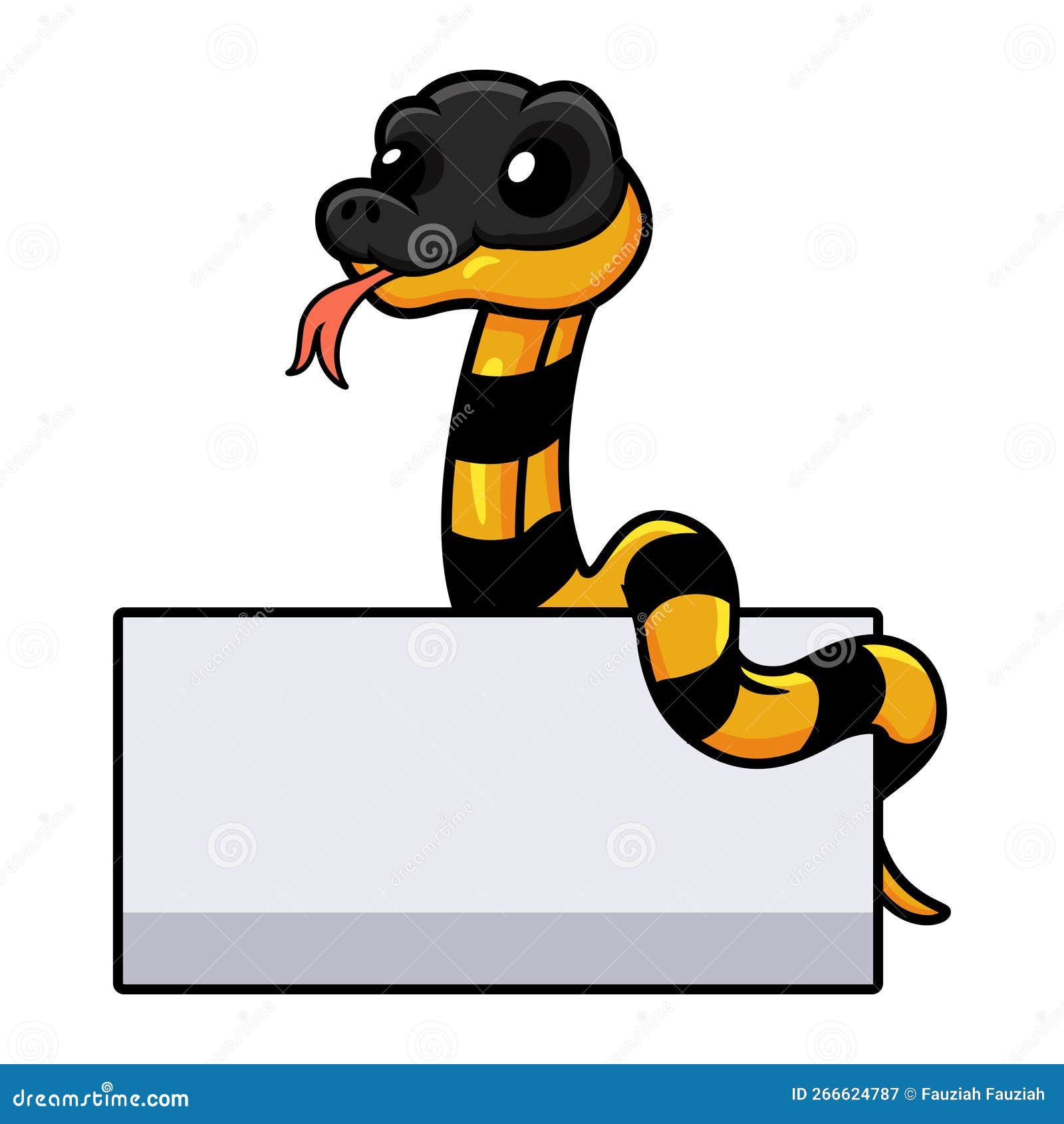 Cute Banded Krait Bungarus Candidus with Blank Sign Stock Vector ...