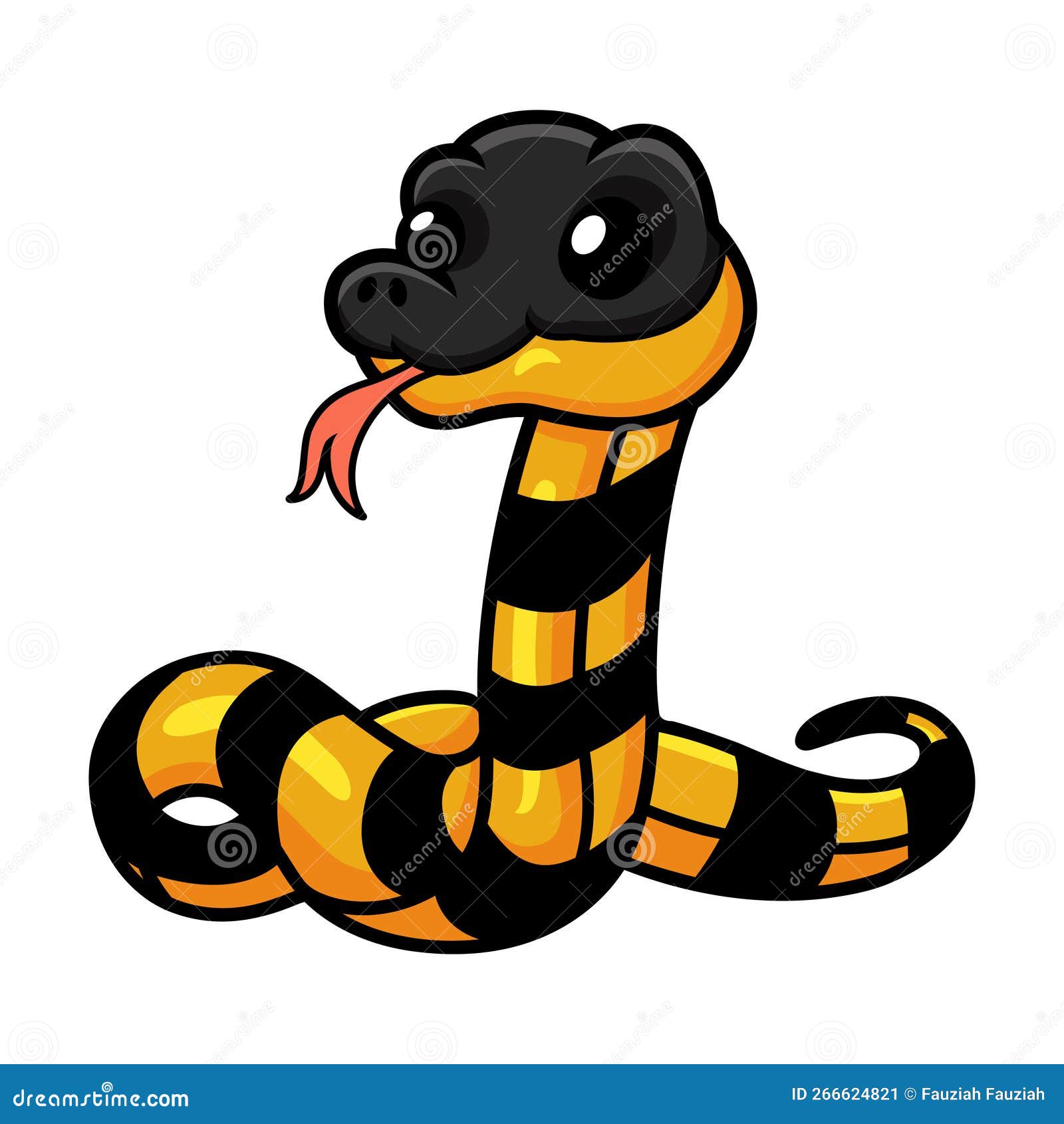 Cute Banded Krait Bungarus Candidus Cartoon Stock Vector - Illustration ...
