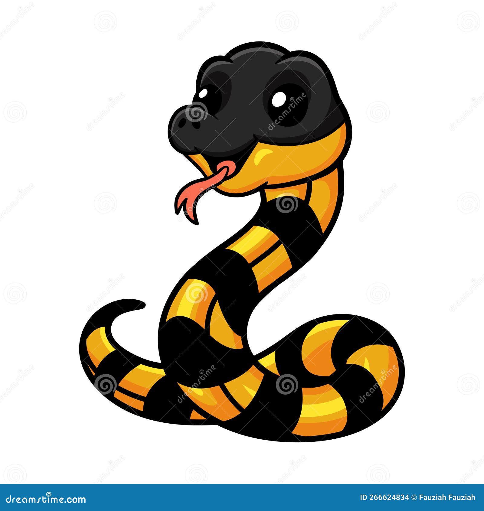 Cute Banded Krait Bungarus Candidus Cartoon Stock Vector - Illustration ...