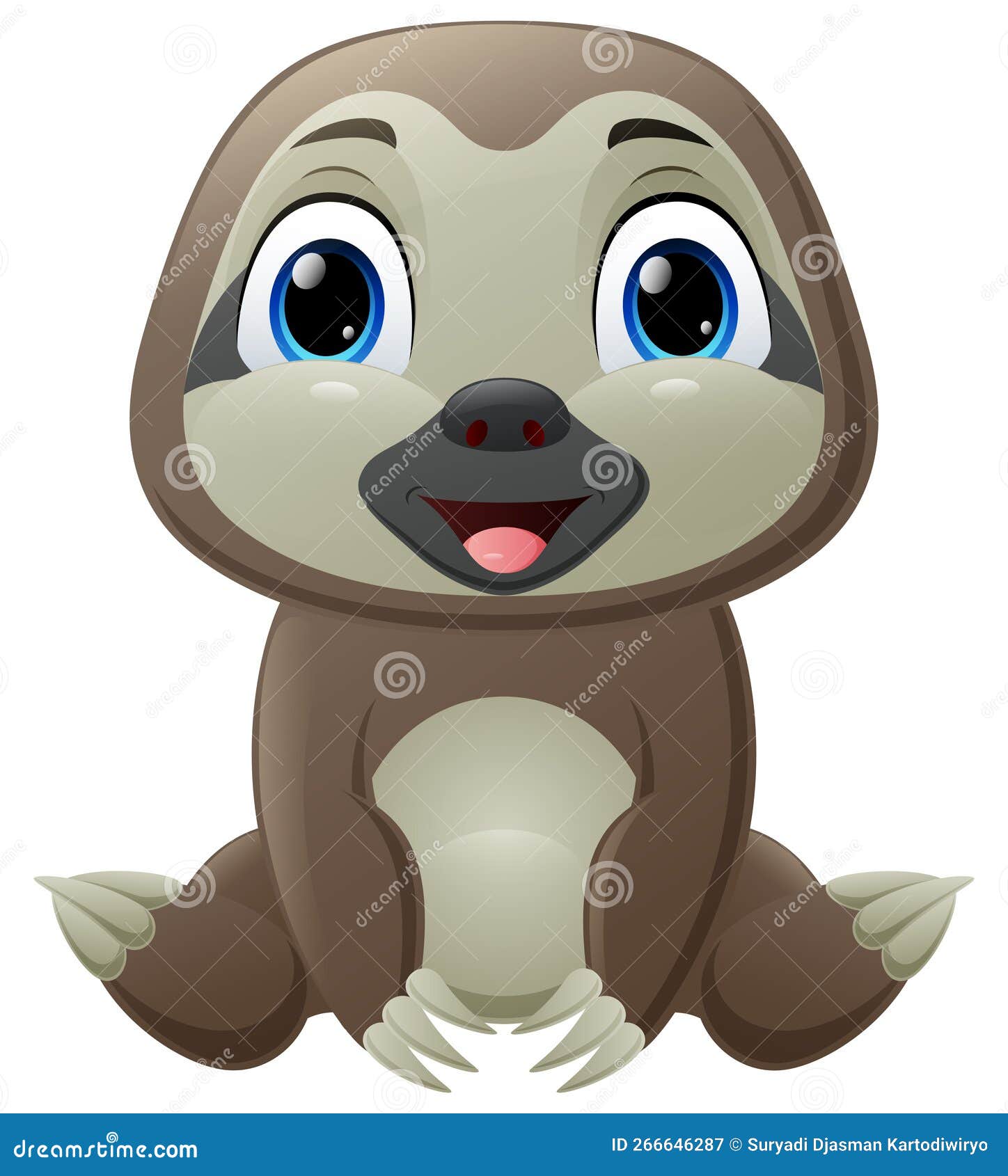 Cute Baby Sloth Cartoon Sitting Stock Vector - Illustration of fluffy ...