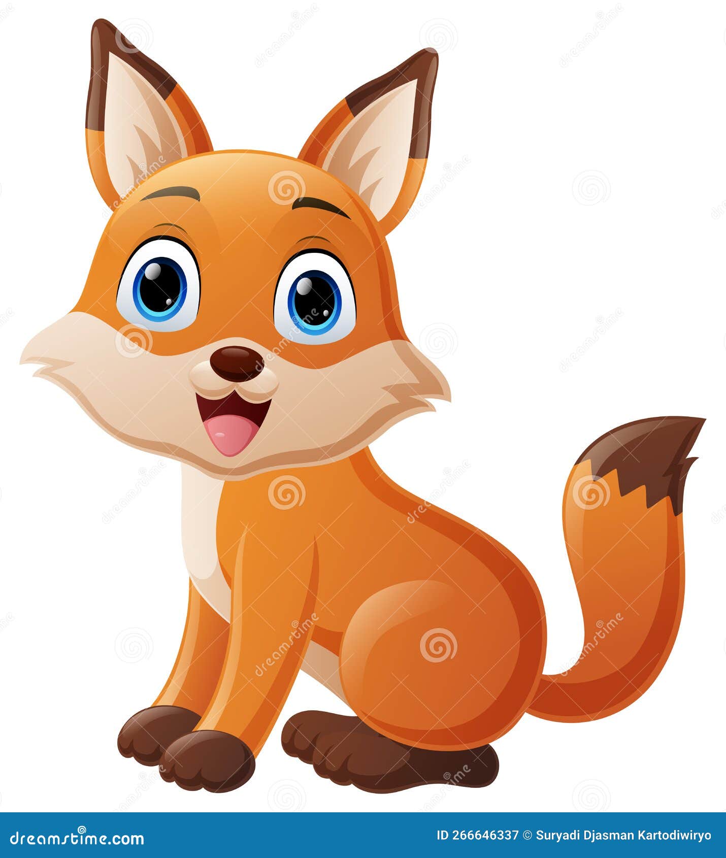 Cute Little Fox Cartoon Sitting Stock Vector - Illustration of funny ...