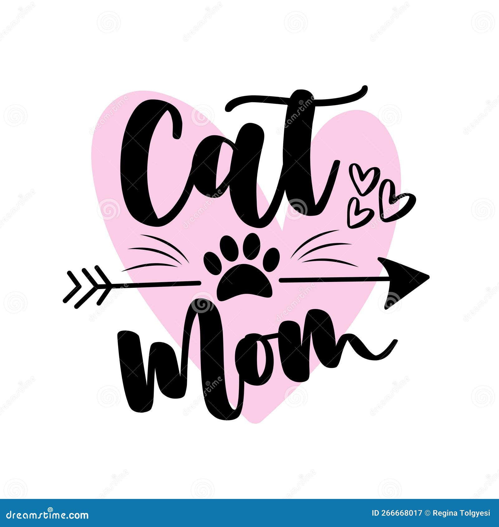 Cat Mom - Calligraphy with Paw Print, and Arrow Symbol. Stock Vector ...