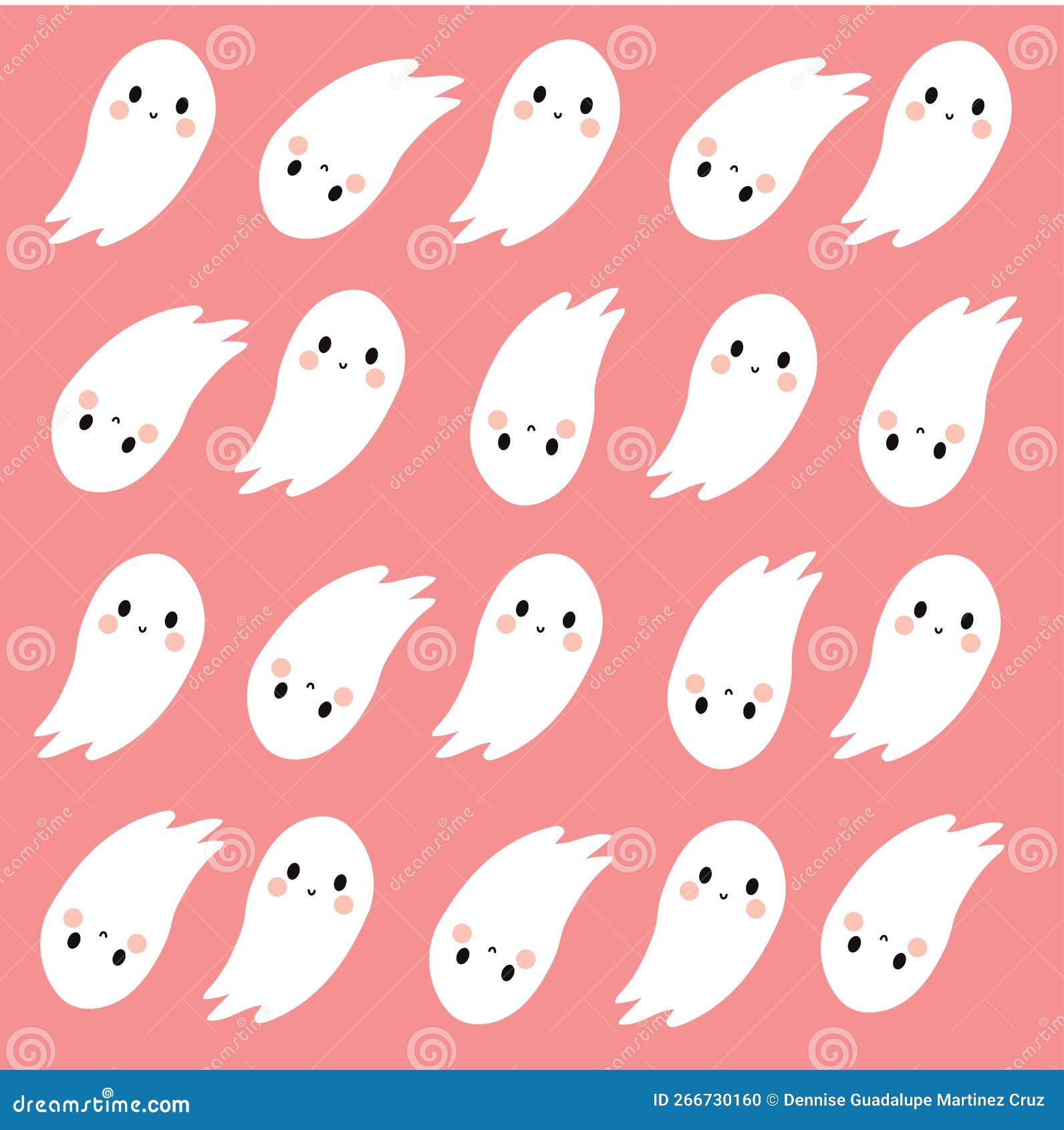 Doodle Cute Ghosts Haloween Seamless Pattern. Background with Simple ...