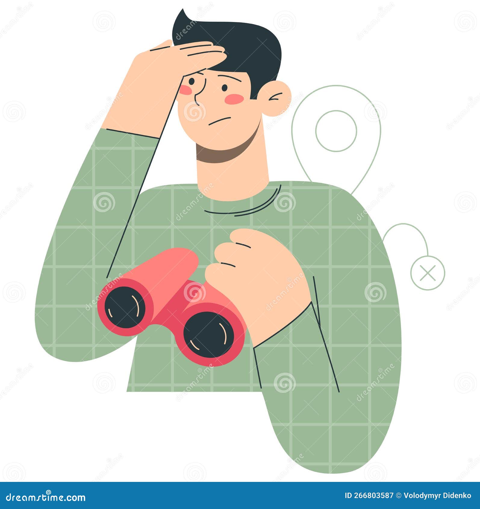 Man Looking for Something with a Binocular. Flat Vector Minimalist ...