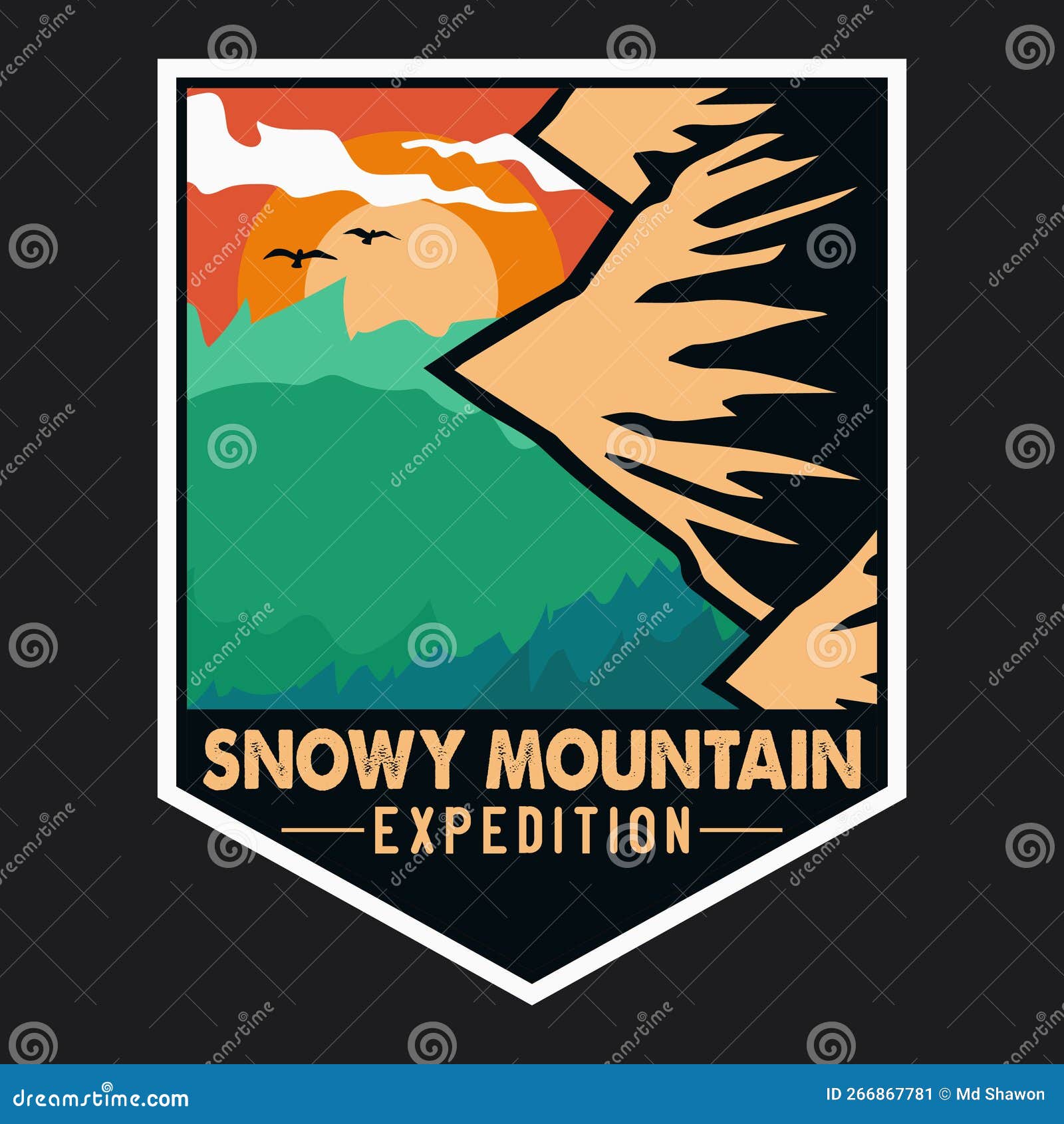Adventure, Emblem Patch Logo Poster Label Vector Illustration Retro ...