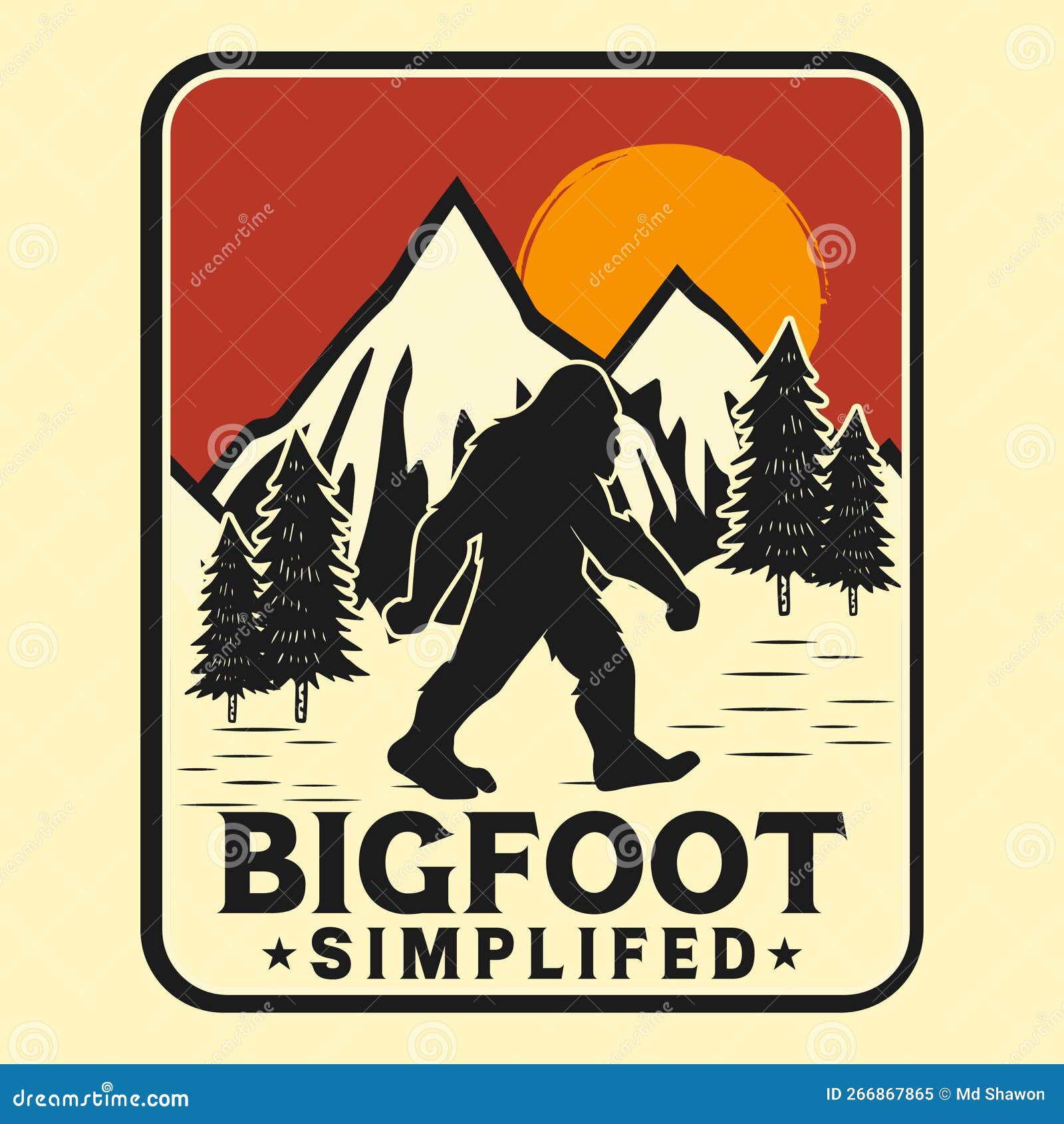 Bigfoot Emblem Patch Logo Poster Label Vector Illustration Retro ...