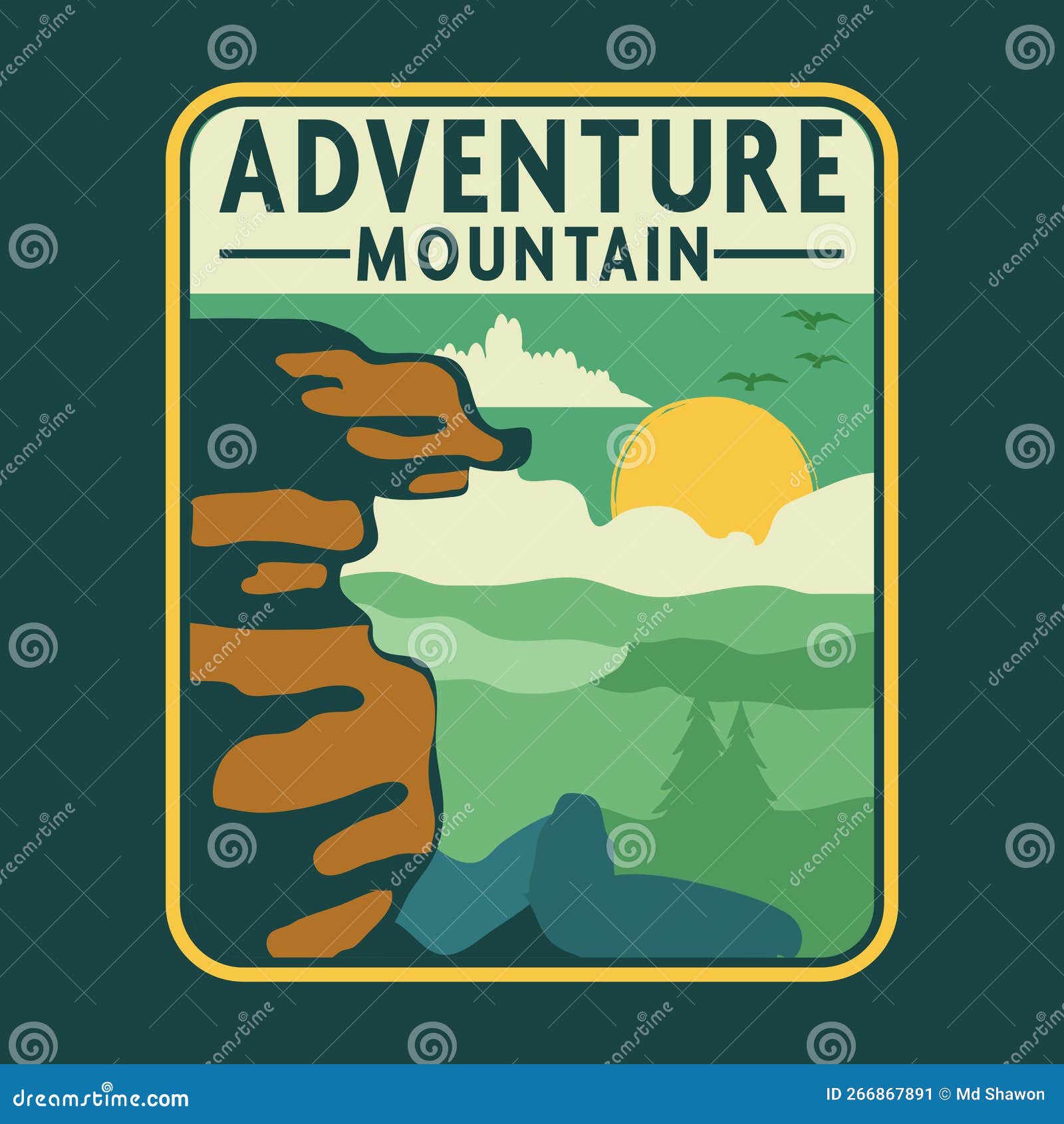 Adventure, Emblem Patch Logo Poster Label Vector Illustration Retro ...