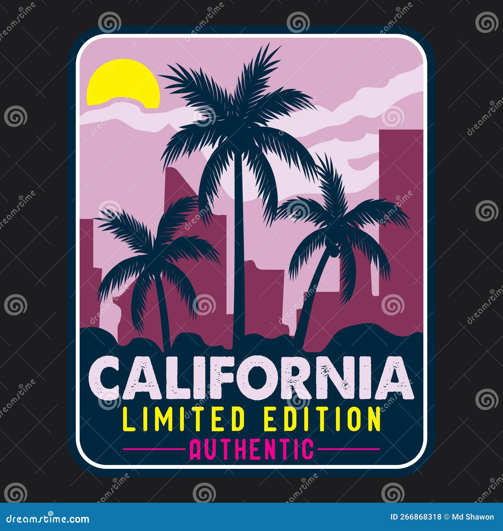 California Beach, Summer Sunset Emblem Patch Logo Poster Label Vector ...