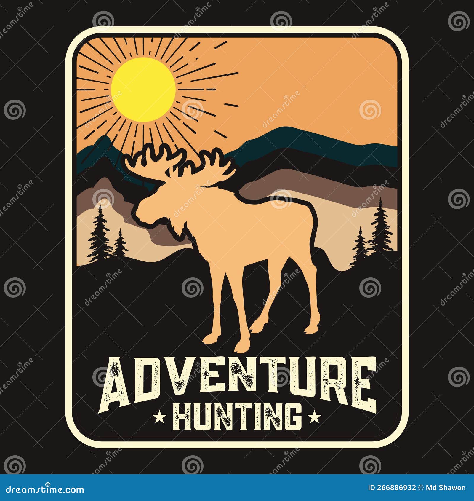 Mountain Moose Adventure Emblem Patch Logo Poster Label Vector ...