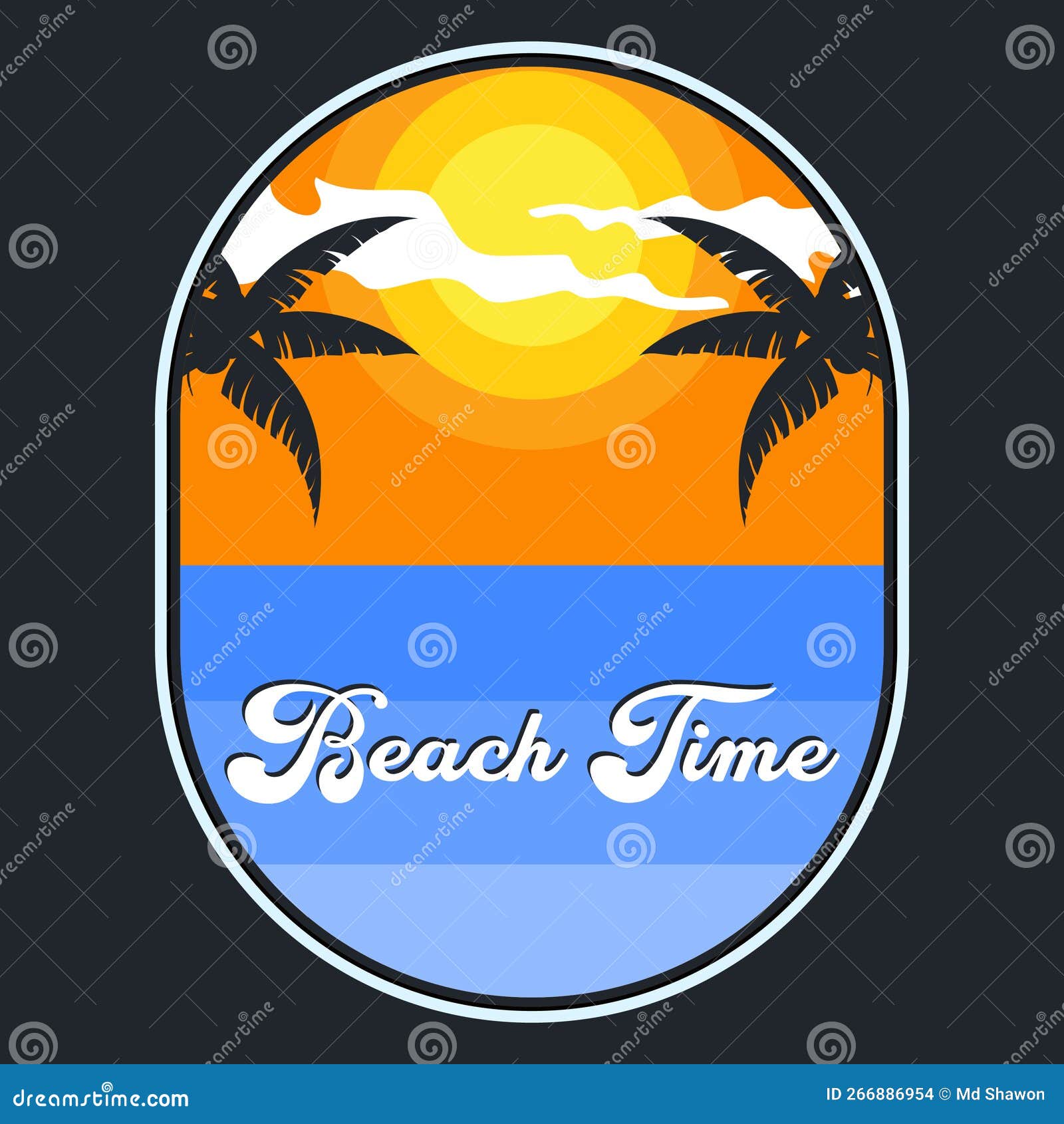 Summer Sunset Beach Emblem Patch Logo Poster Label Vector Illustration ...