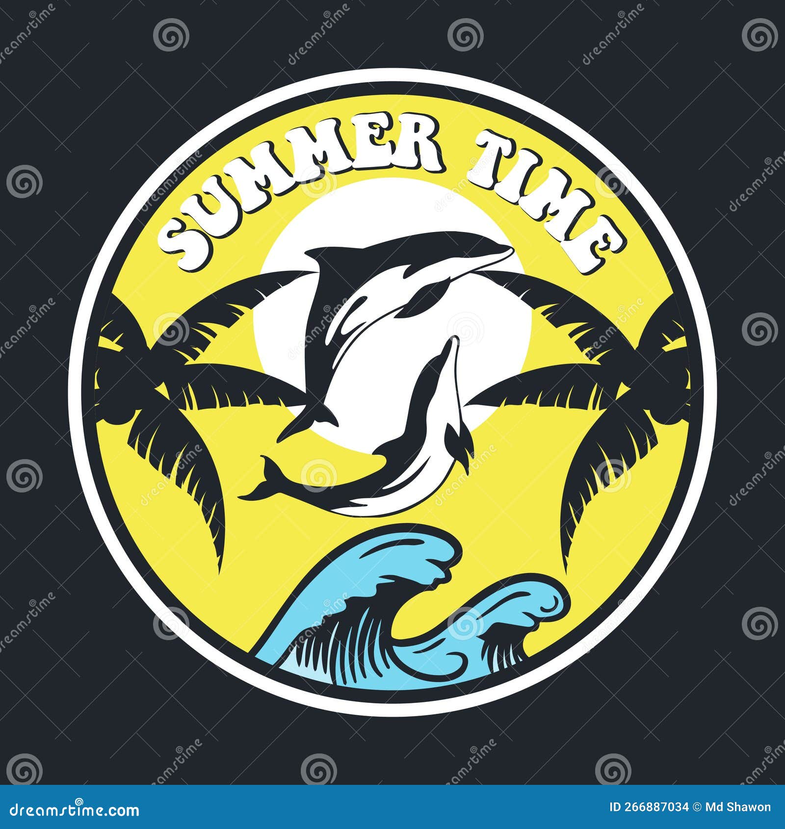 Summer Sunset Beach Emblem Patch Logo Poster Label Vector Illustration ...